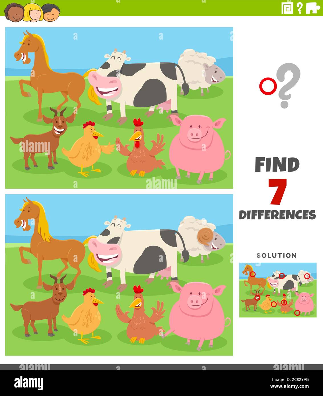 Cartoon Illustration of Finding Differences Between Pictures ...