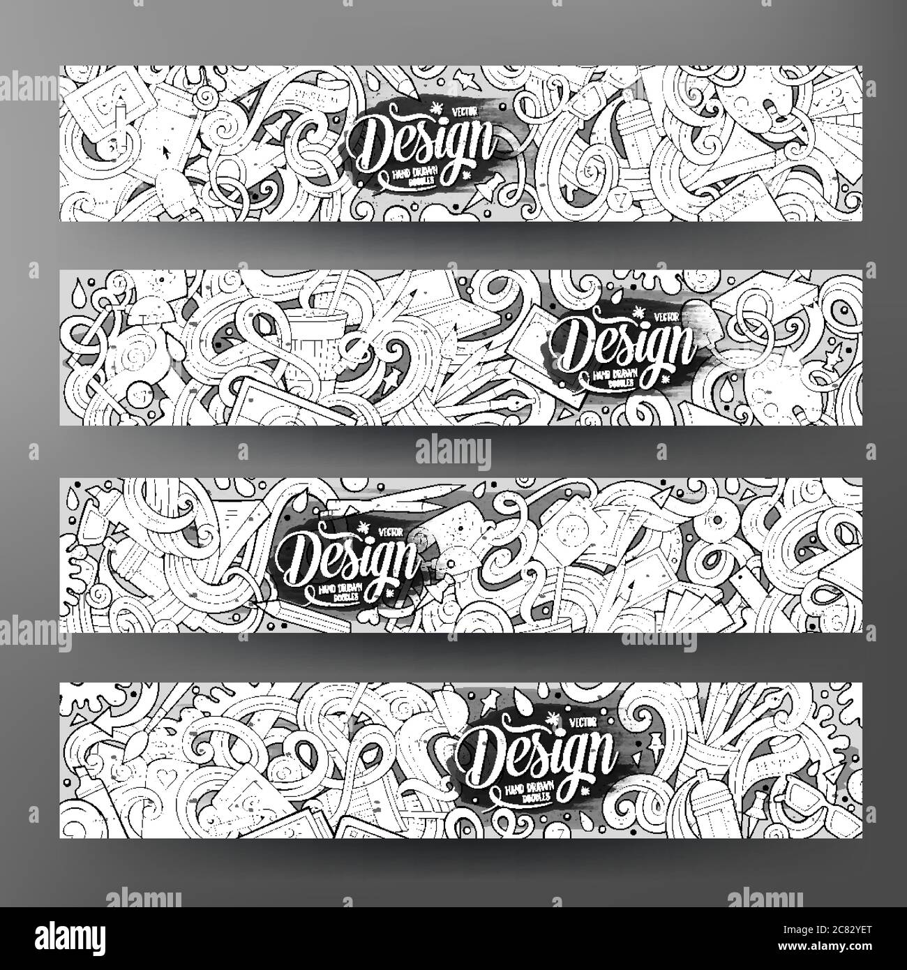 Cartoon vector doodles artistic banners Stock Vector Image & Art - Alamy