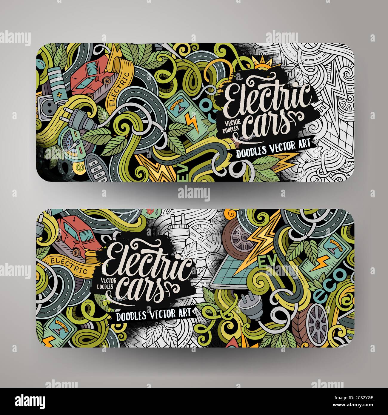 Cartoon doodles electric cars banners Stock Vector Image & Art - Alamy