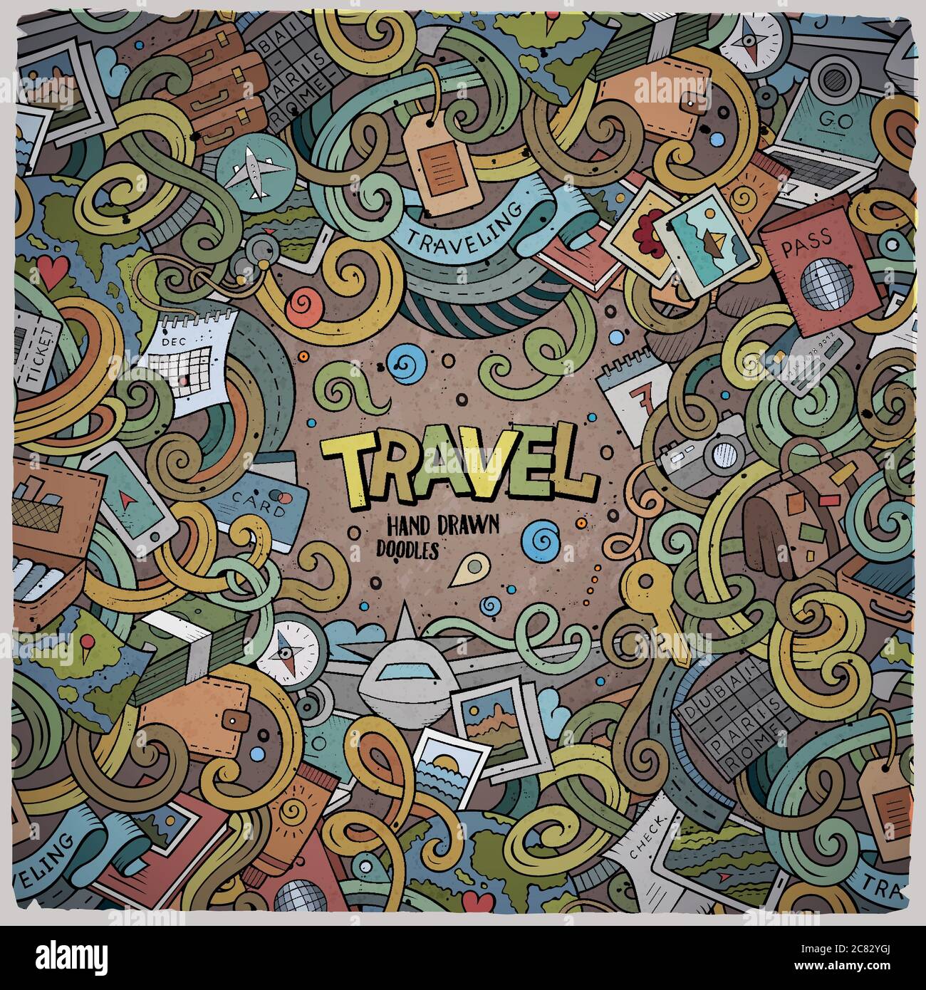 Cartoon cute doodles Travel frame design Stock Vector Image & Art - Alamy
