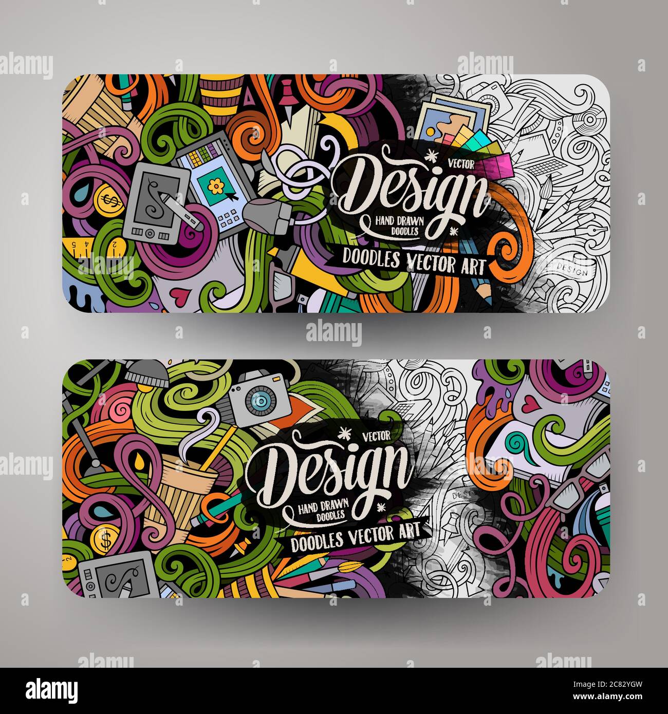 Cartoon vector doodles artistic banners Stock Vector Image & Art - Alamy