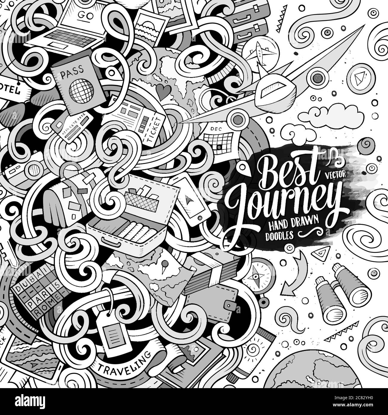Cartoon cute doodles Travel frame design Stock Vector Image & Art - Alamy