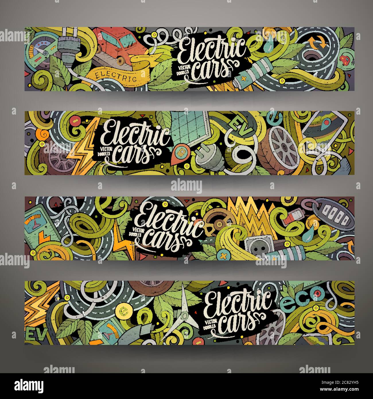 Cartoon doodles electric cars banners Stock Vector Image & Art - Alamy