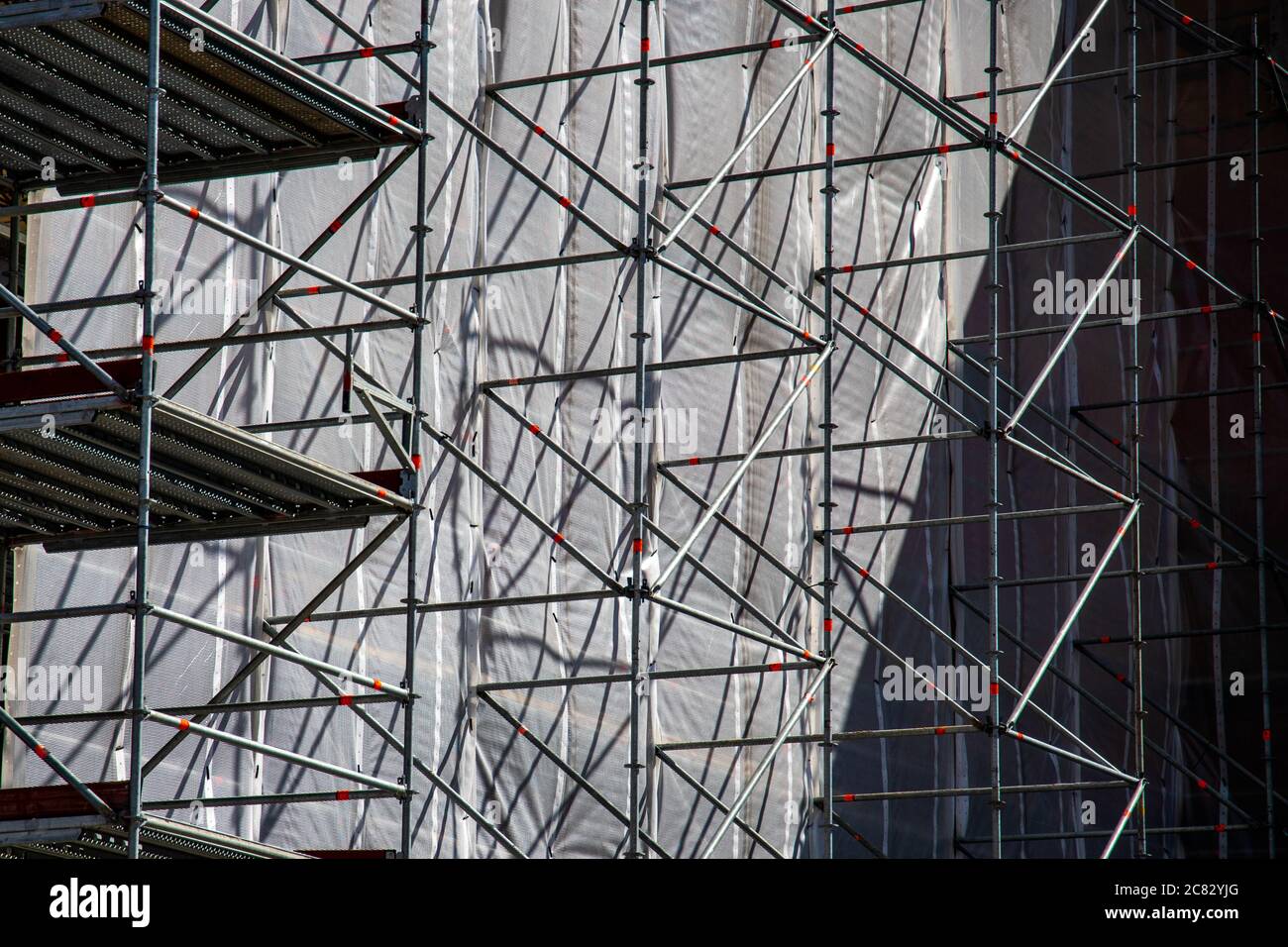 Closeup of assembled scaffolding at a construction site Stock Photo - Alamy