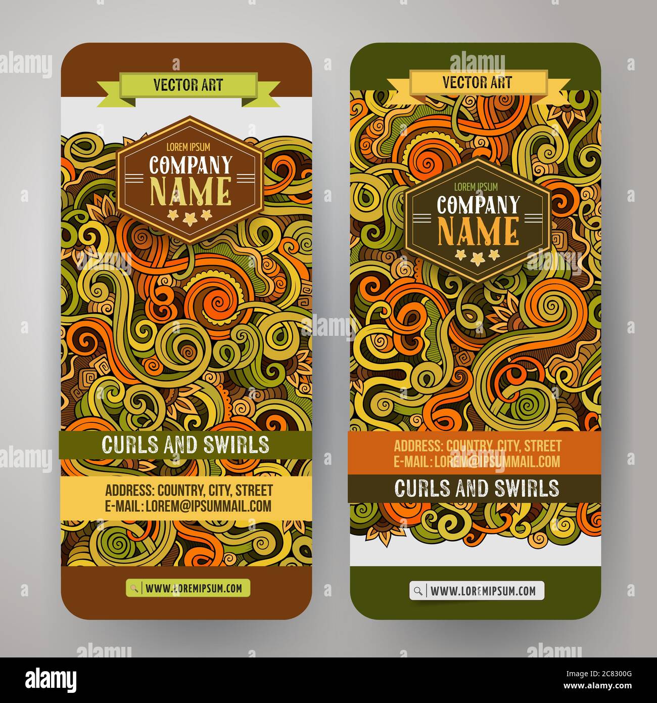 Cartoon cute vector doodles curls, swirls banners Stock Vector Image ...