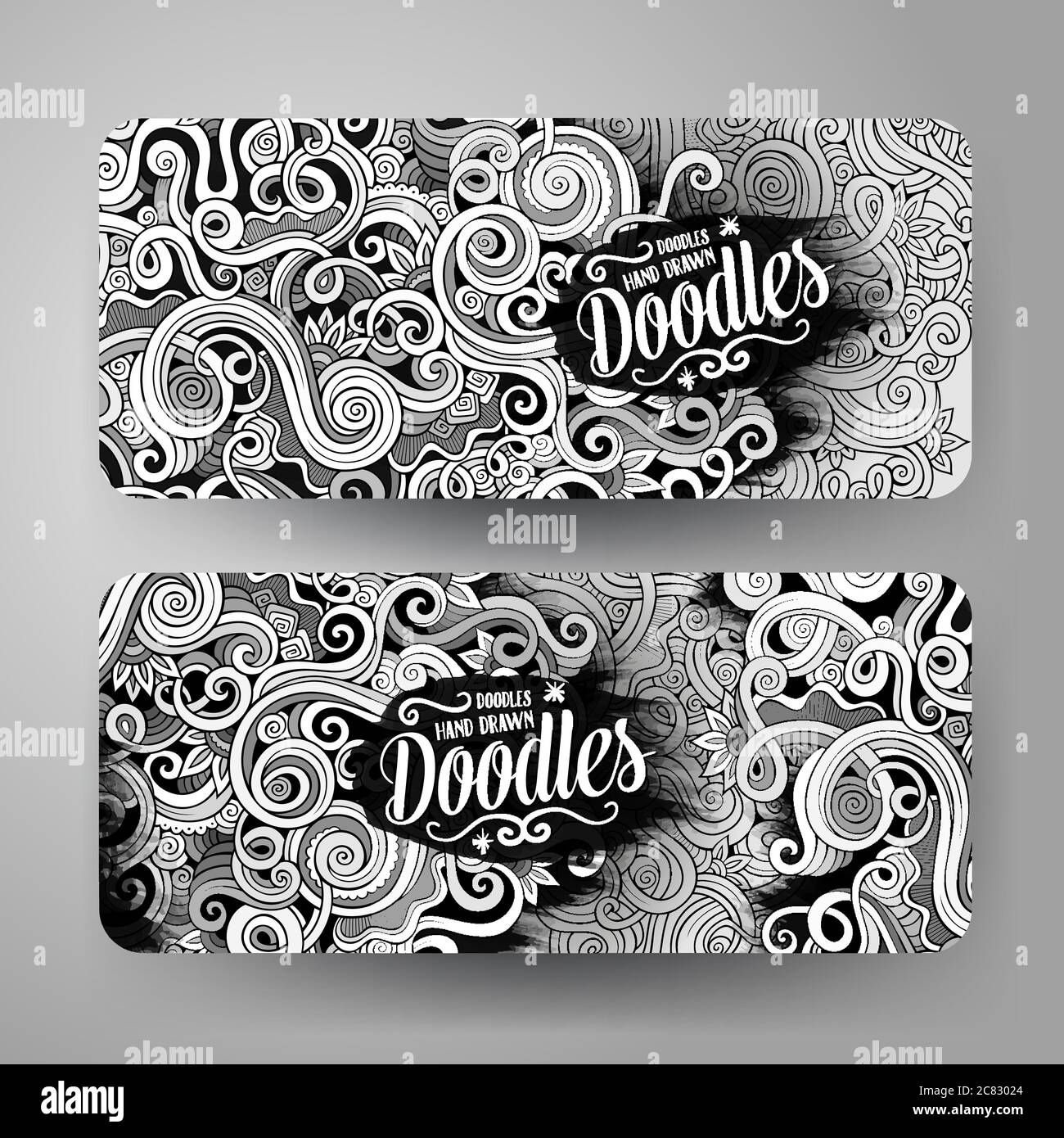 Cartoon cute vector doodles curls, swirls banners Stock Vector Image ...