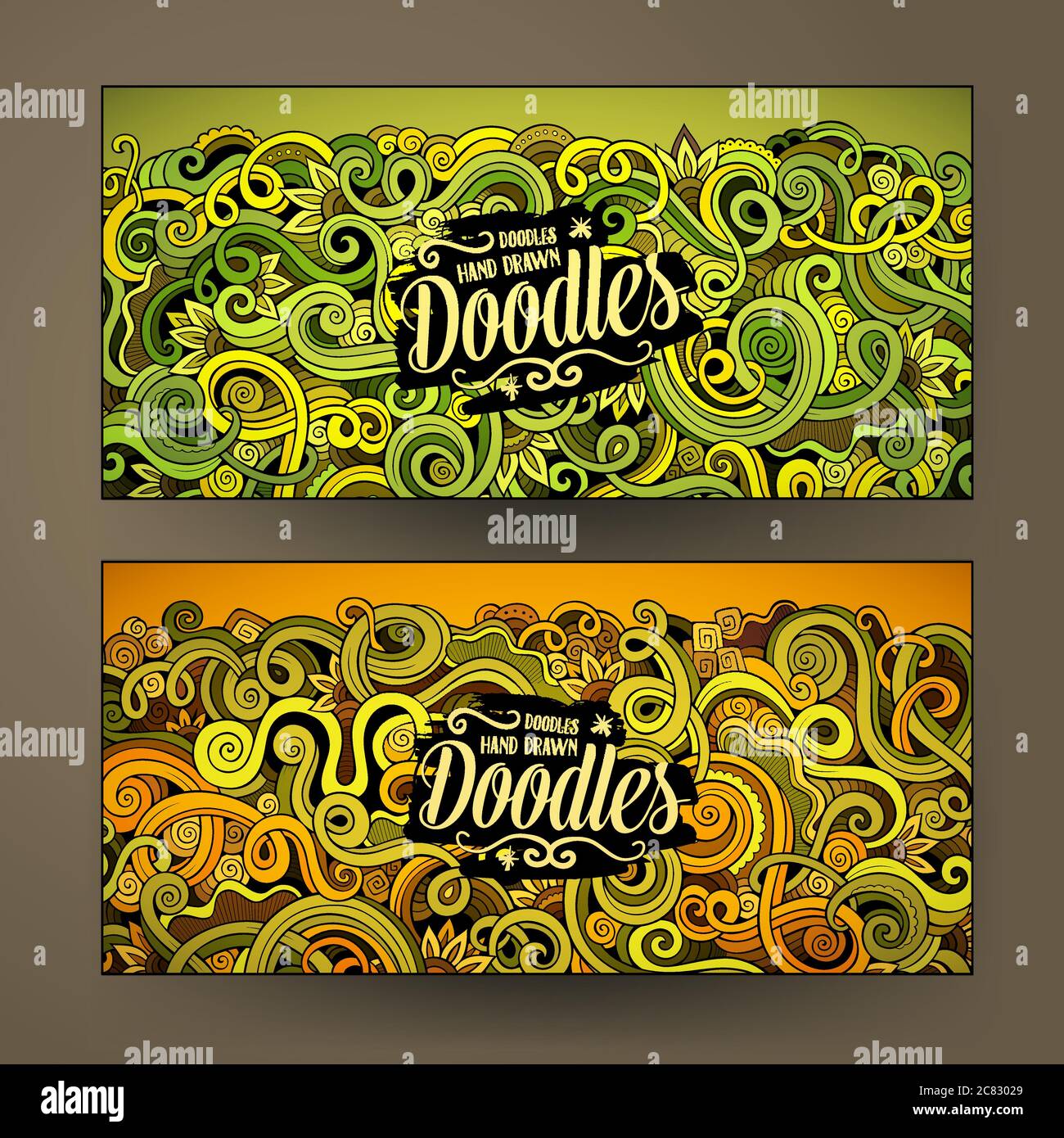 Cartoon cute vector doodles curls, swirls banners Stock Vector Image ...