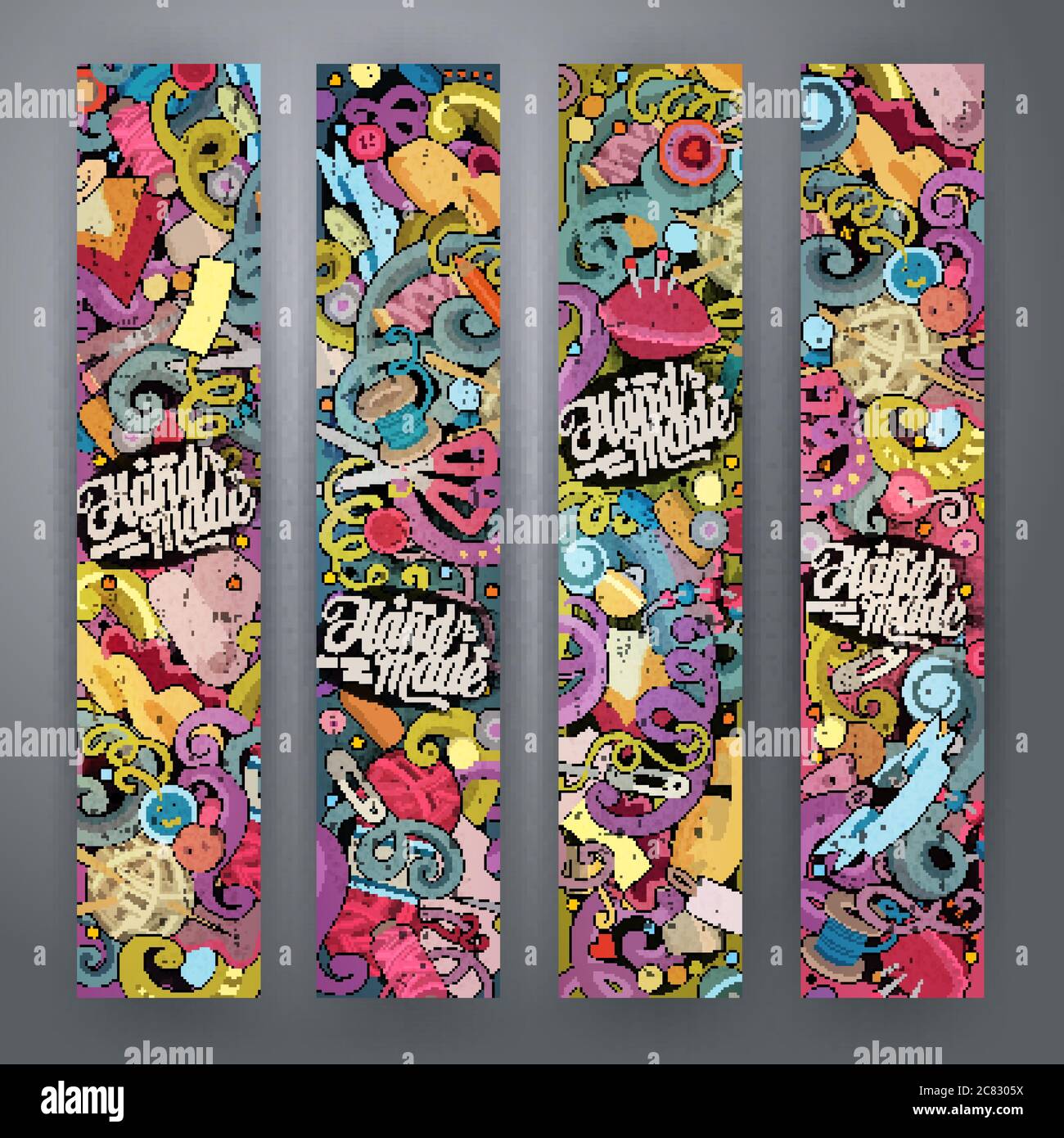 Cartoon vector doodles handmade banners Stock Vector Image & Art - Alamy