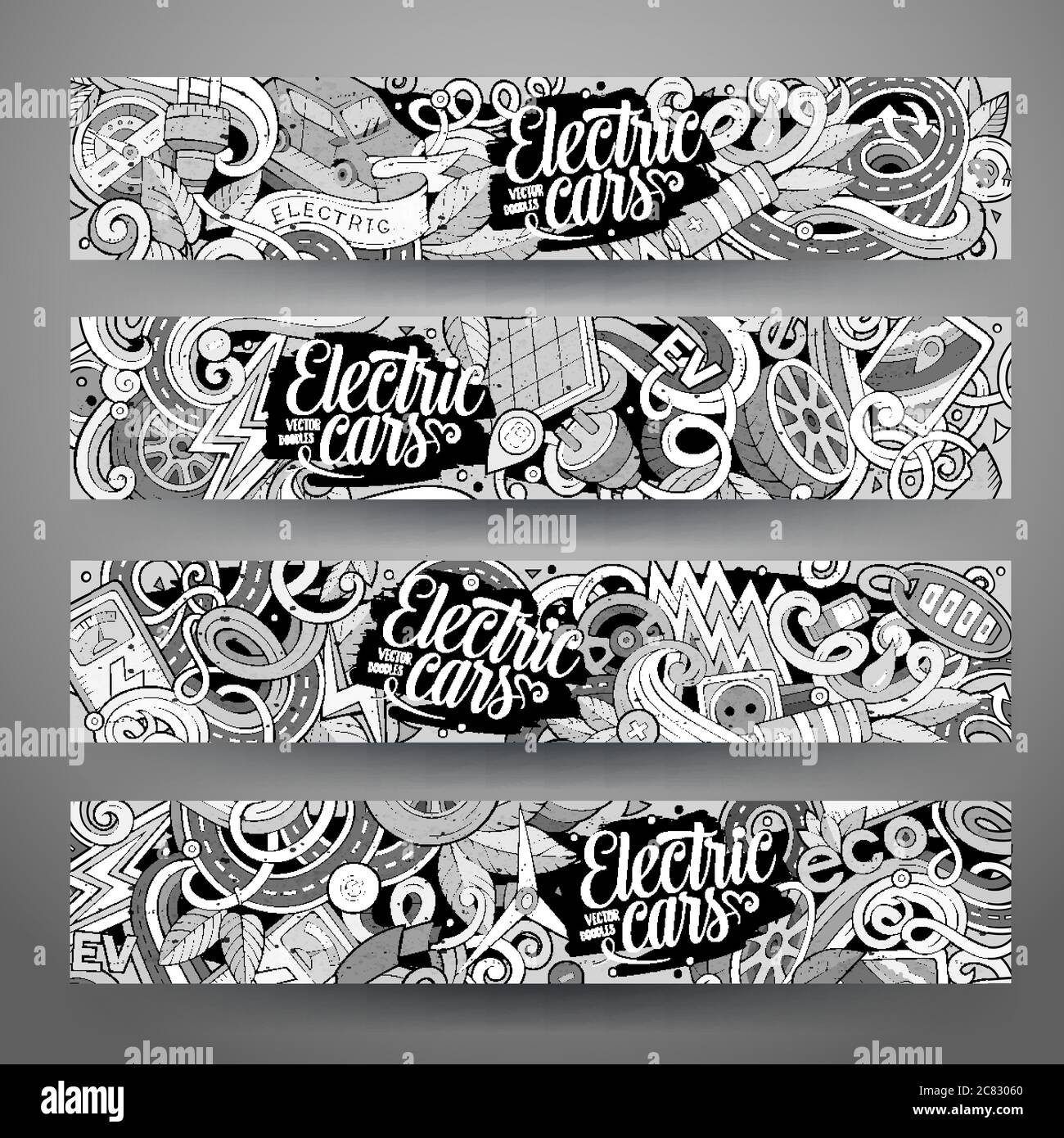 Cartoon doodles electric cars banners Stock Vector Image & Art - Alamy