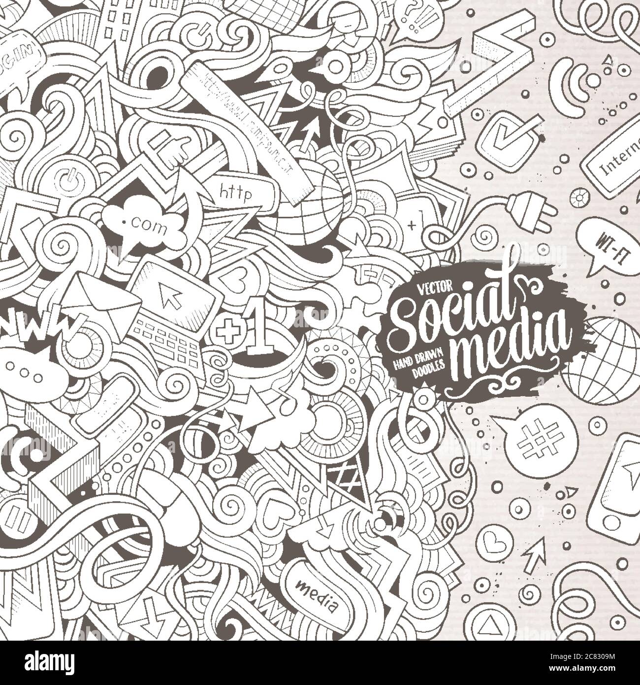Cartoon vector doodles internet frame Stock Vector Image & Art - Alamy