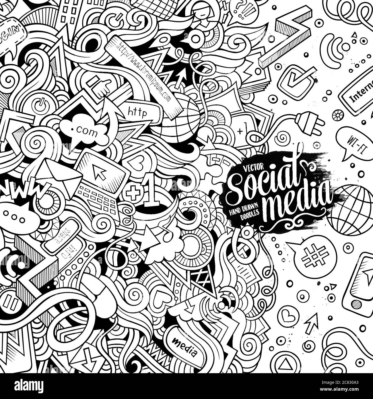 Cartoon vector doodles internet frame Stock Vector Image & Art - Alamy