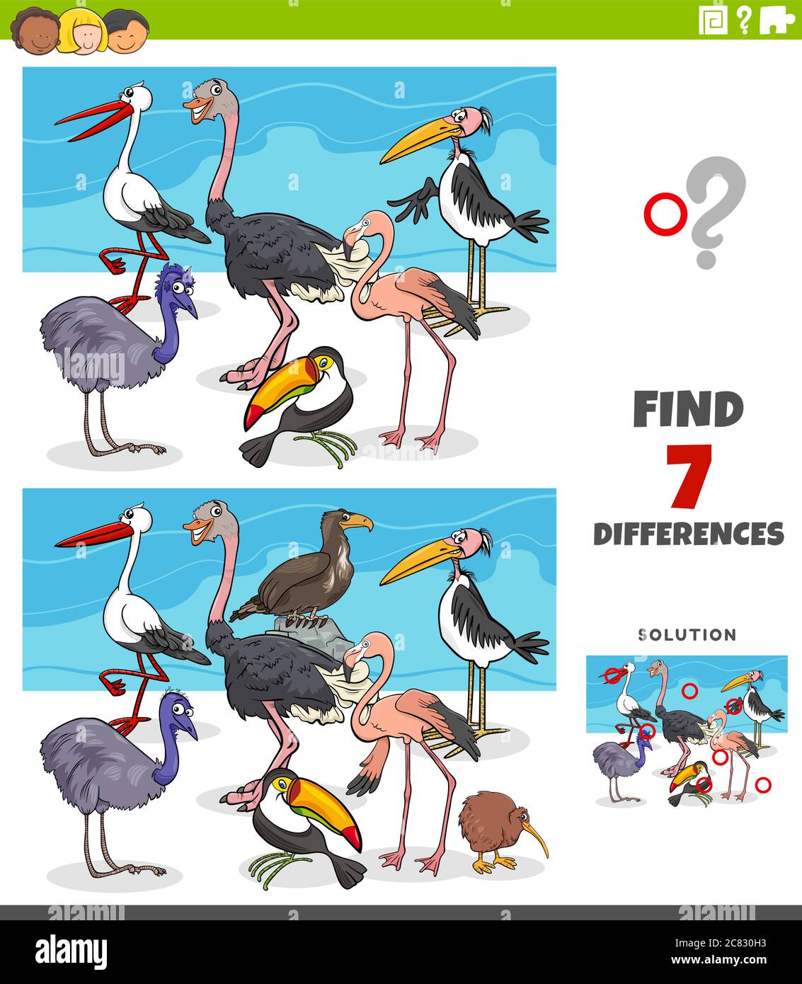 Cartoon Illustration of Finding Differences Between Pictures ...