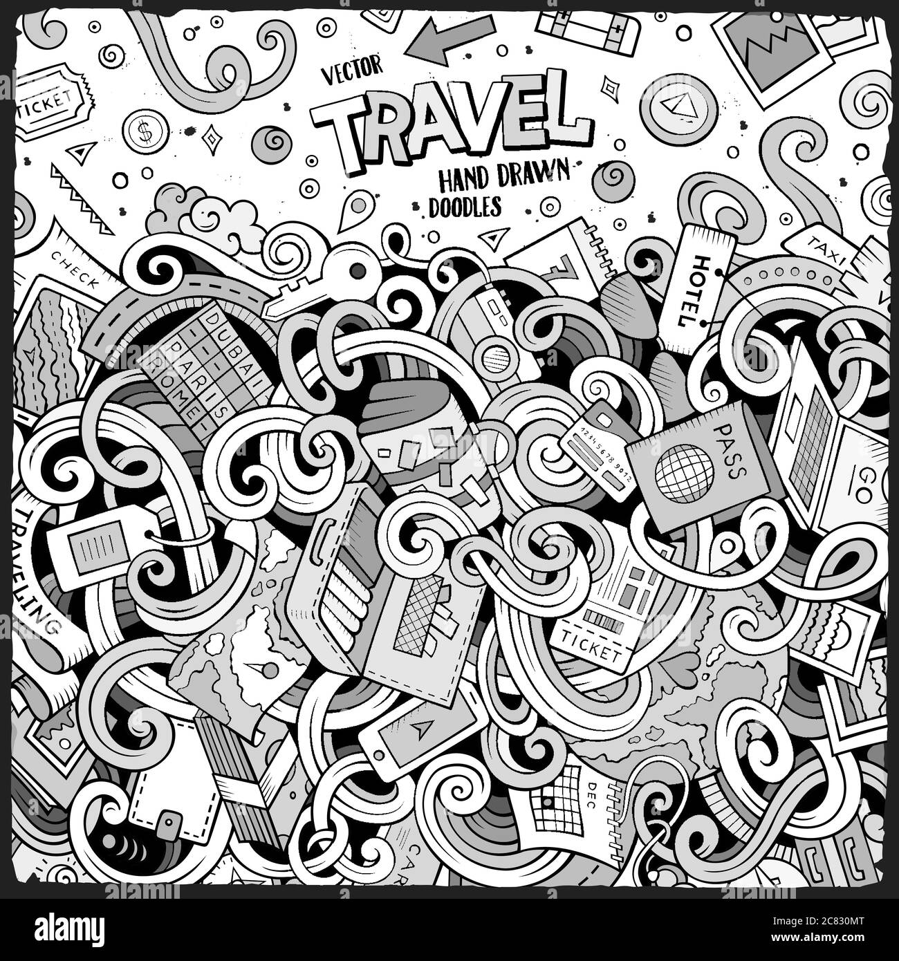 Cartoon cute doodles Travel frame design Stock Vector Image & Art - Alamy