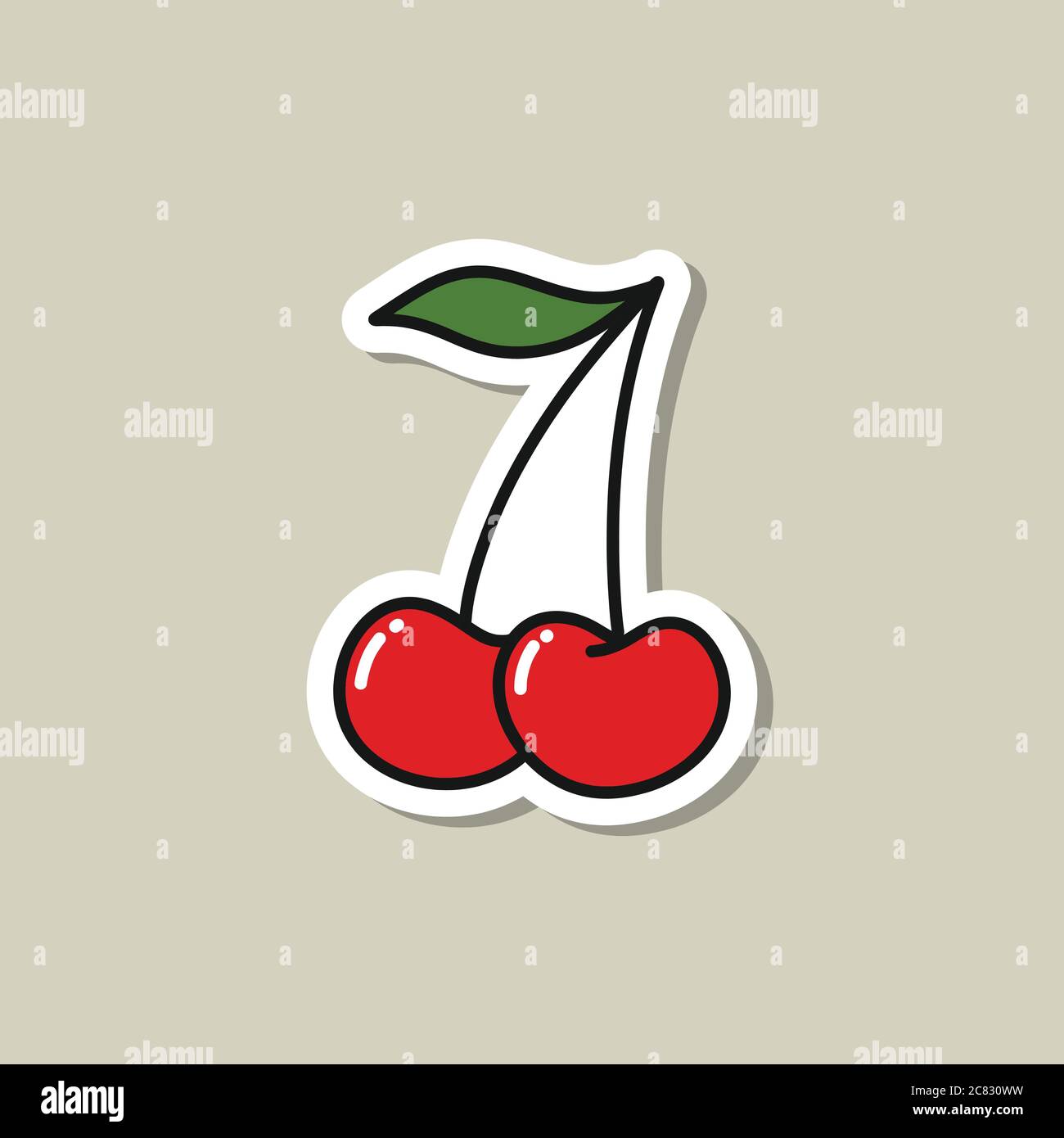 cherry doodle icon sticker, vector illustration Stock Vector Image ...