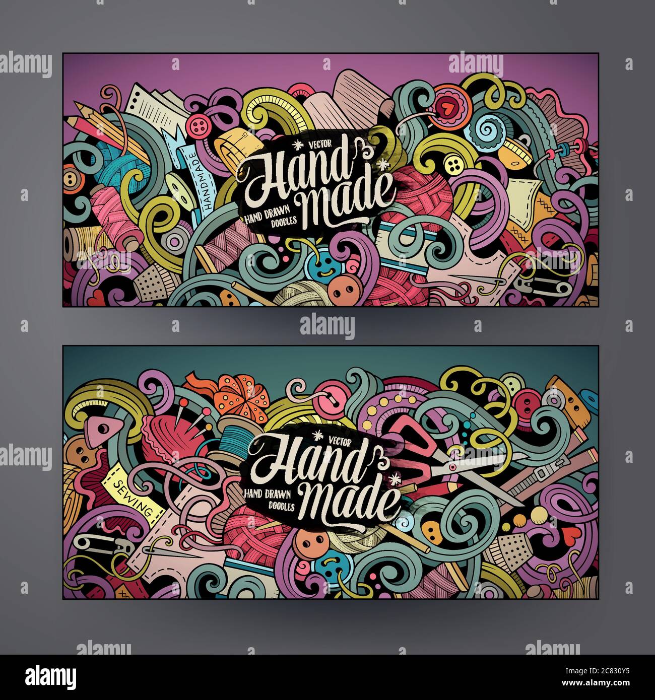 Cartoon vector doodles handmade banners Stock Vector Image & Art - Alamy