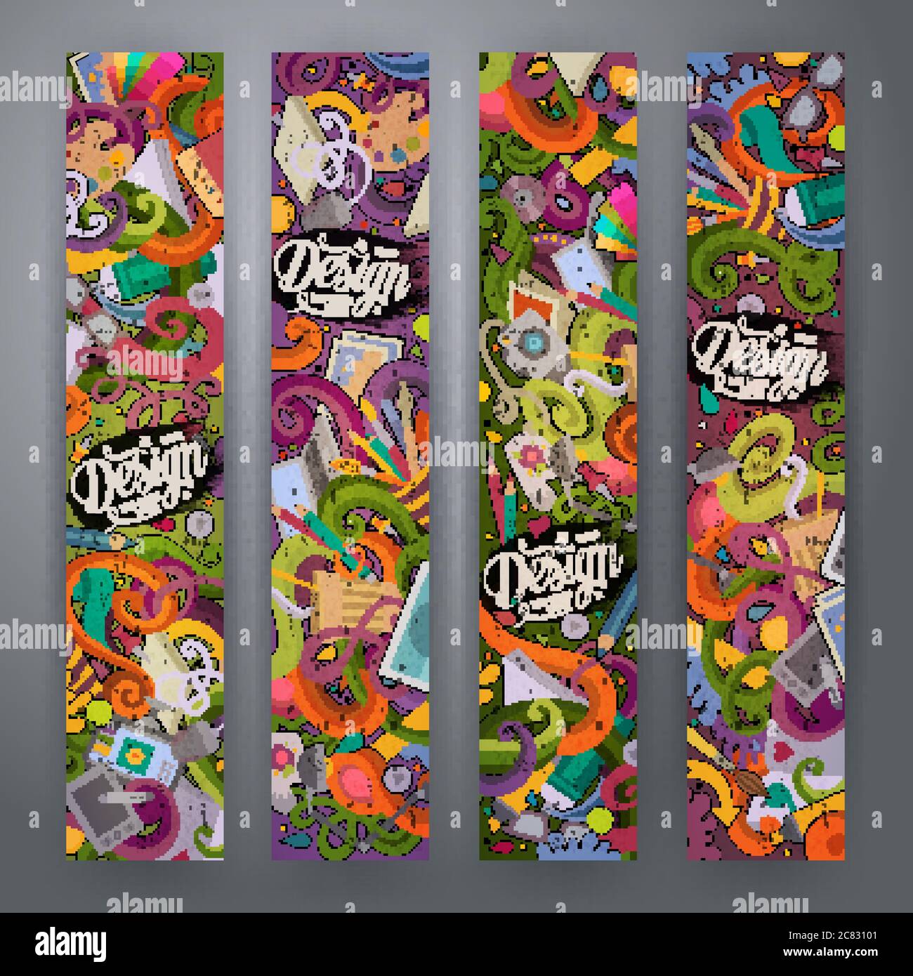 Cartoon vector doodles artistic banners Stock Vector Image & Art - Alamy
