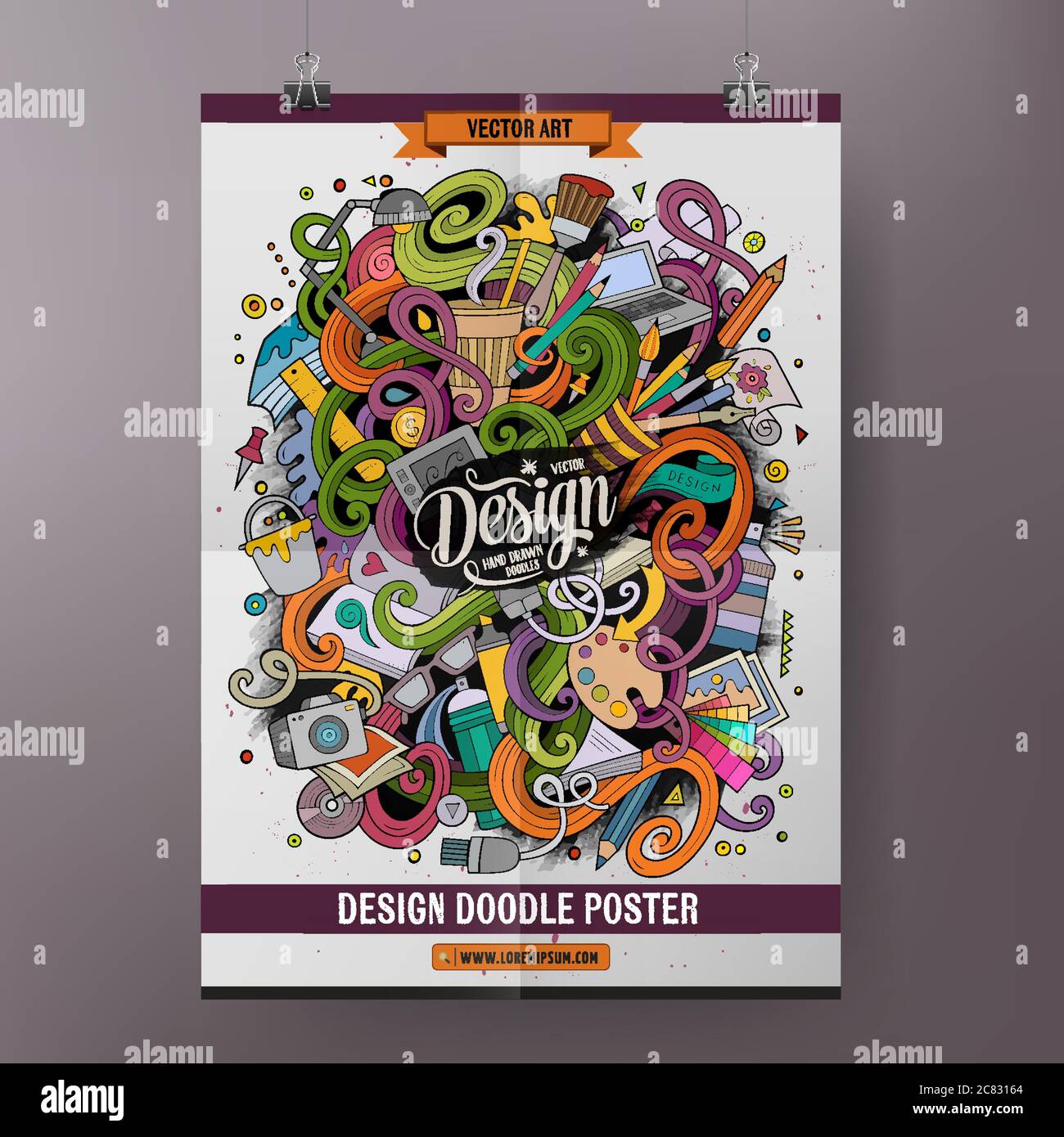 Cartoon doodles Design poster template Stock Vector Image & Art - Alamy