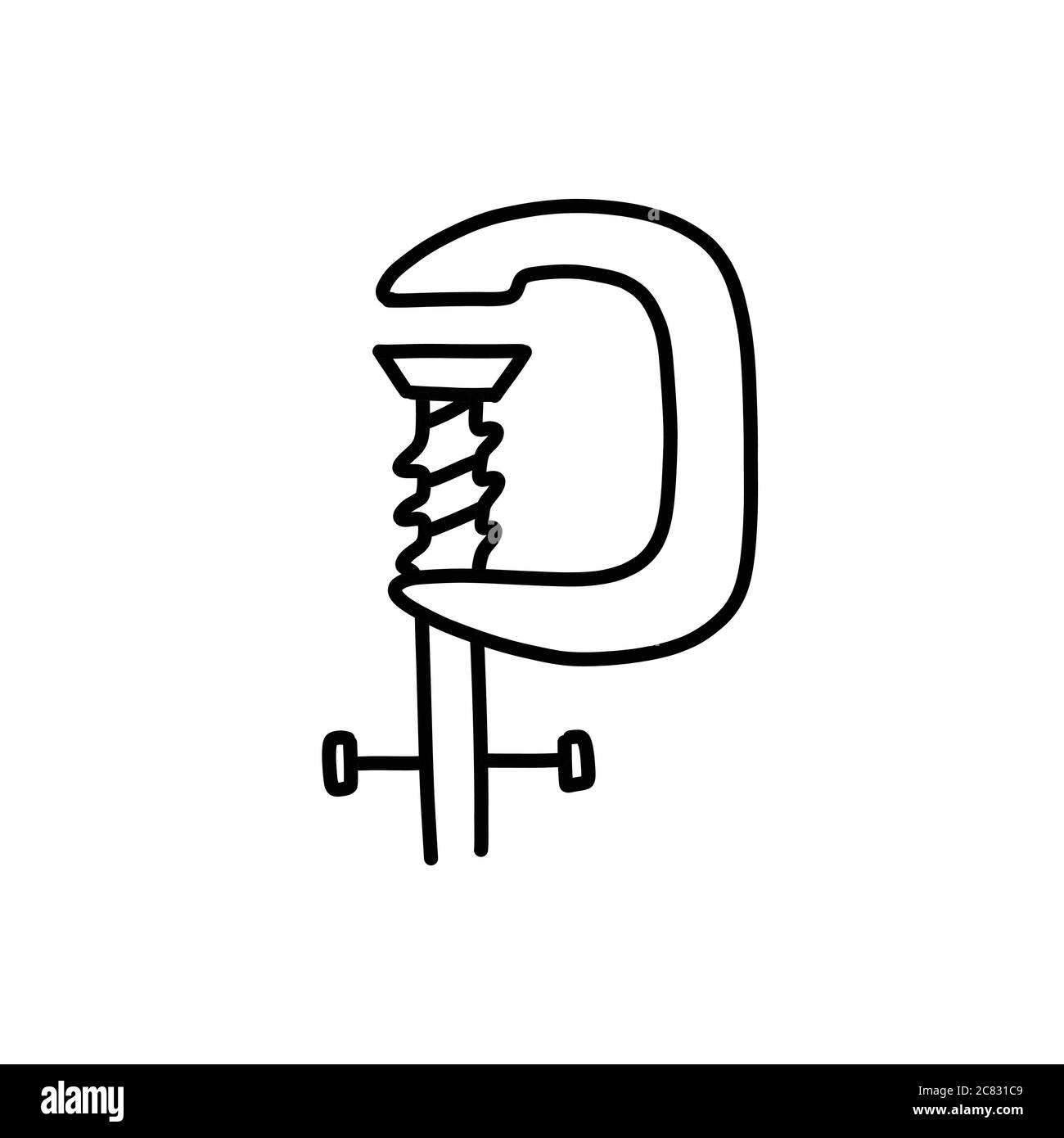 carpenter press doodle icon, vector illustration Stock Vector Image ...