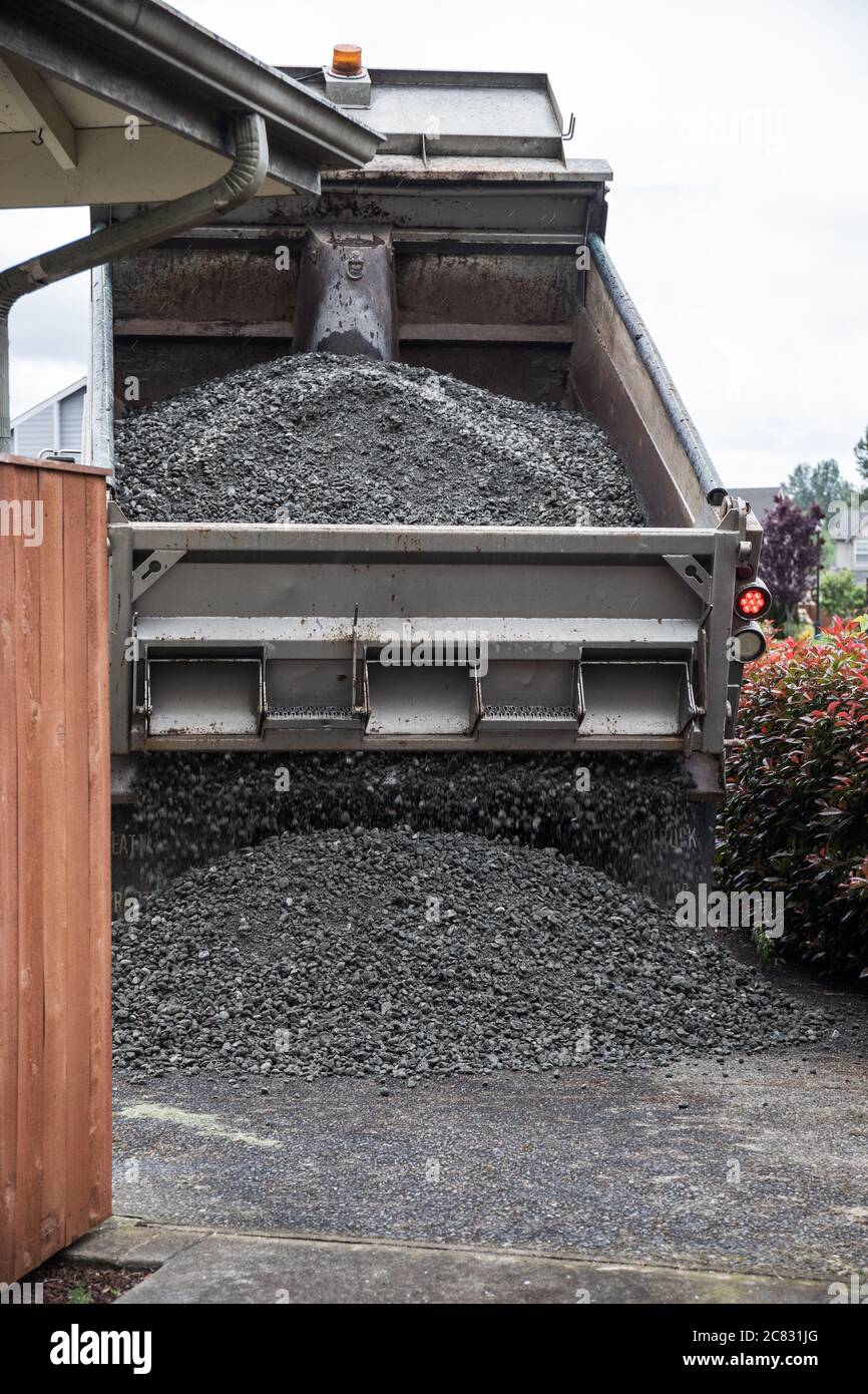 Dump Truck Dumping Gravel