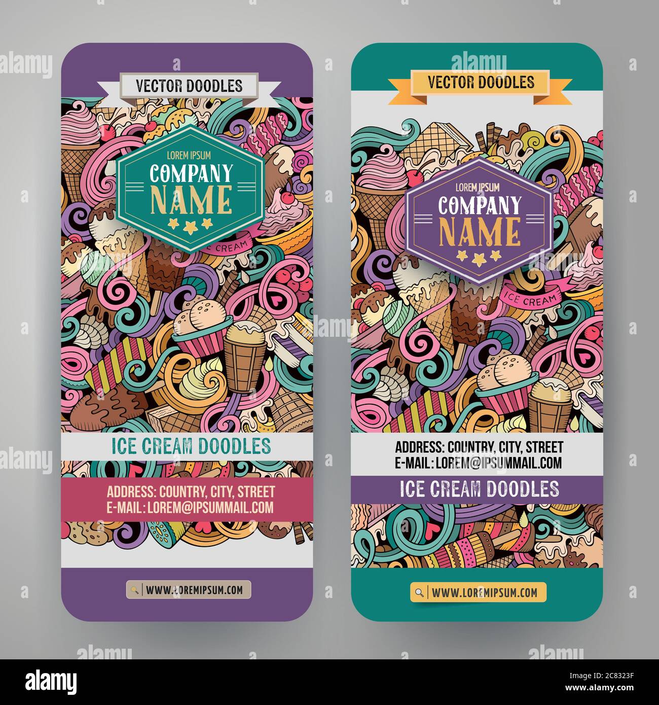 Cartoon vector doodles ice cream banners Stock Vector Image & Art - Alamy