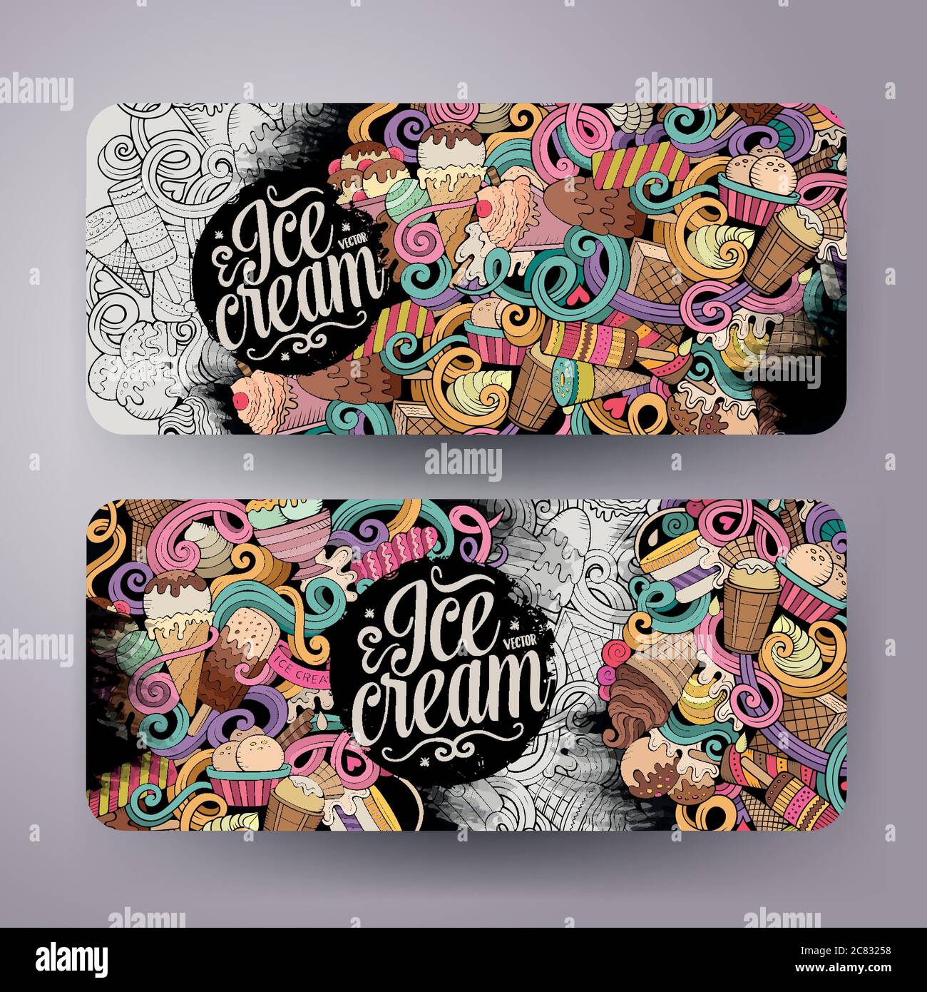 Cartoon vector doodles ice cream banners Stock Vector Image & Art - Alamy