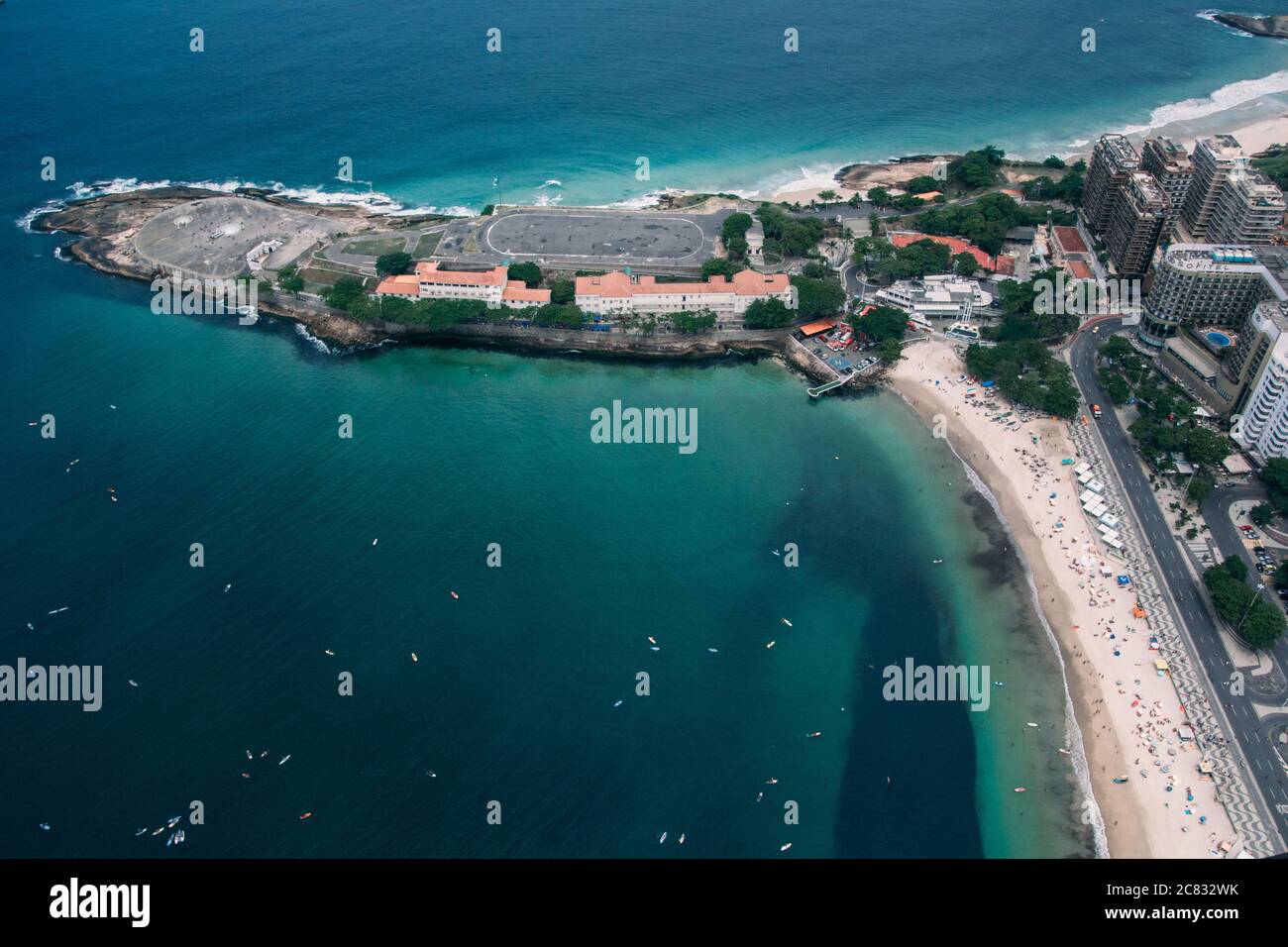 Aerial view of the buildings of a coastal city and beach Stock Photo ...