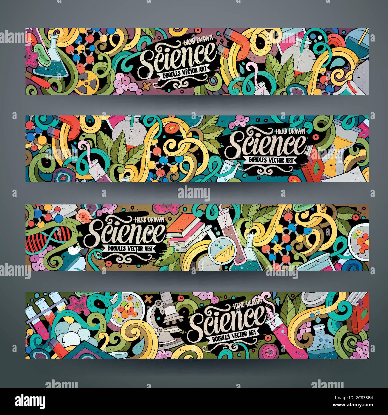 Cartoon vector doodles science banners Stock Vector Image & Art - Alamy