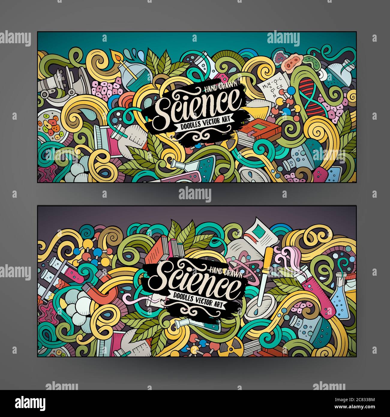 Cartoon vector doodles science banners Stock Vector Image & Art - Alamy