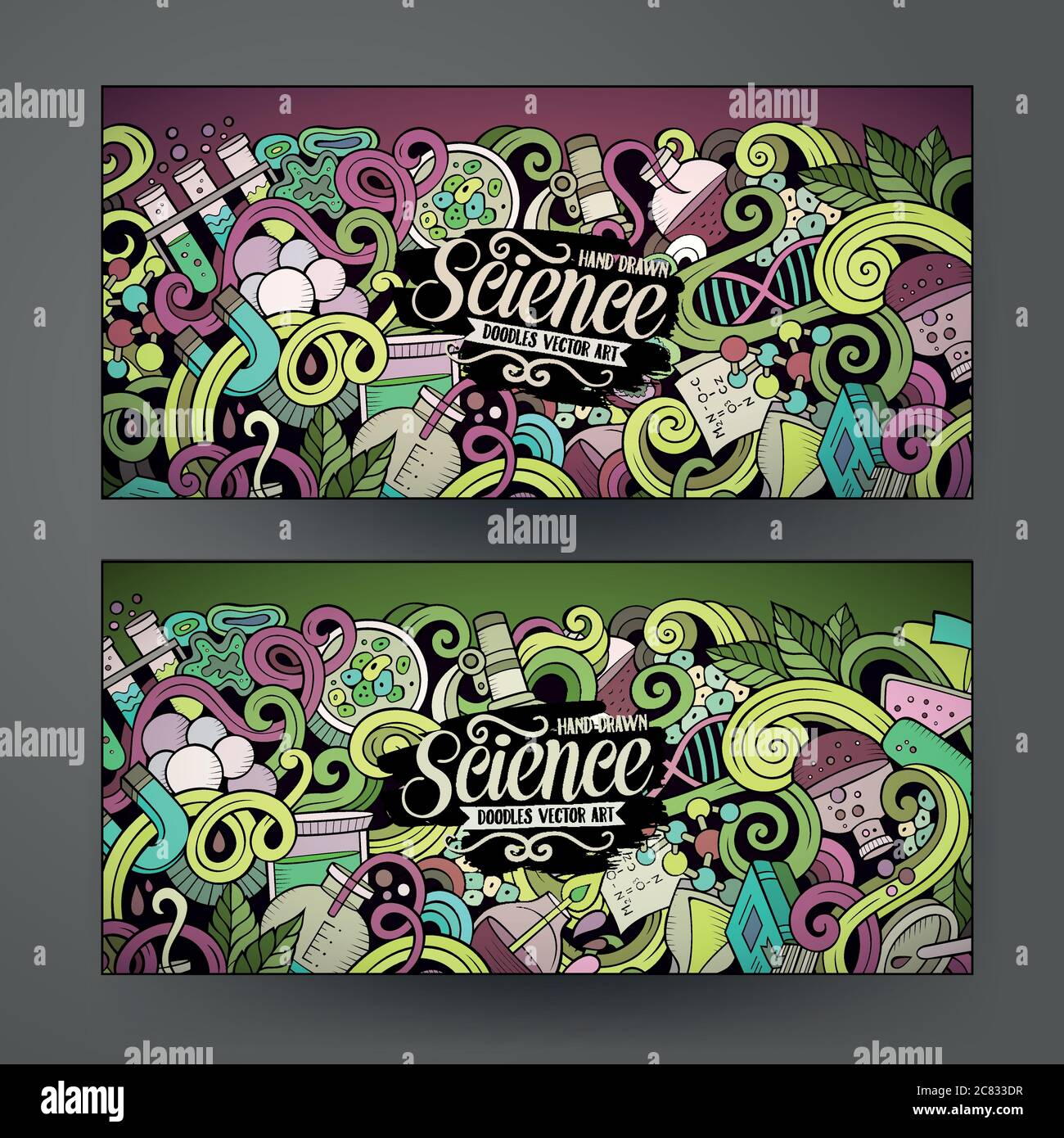 Cartoon vector doodles science banners Stock Vector Image & Art - Alamy