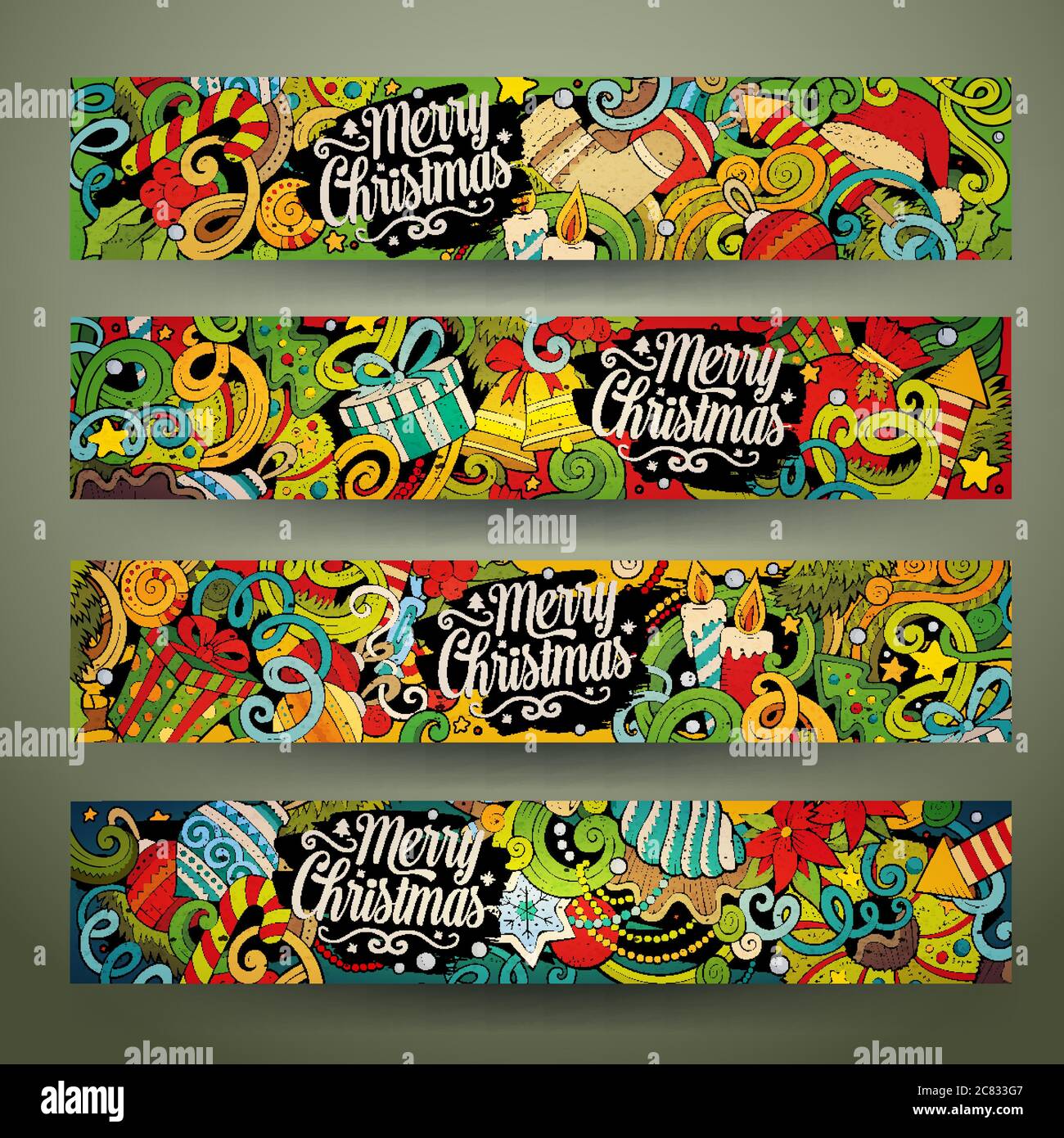 Cartoon doodles New Year holidays banners Stock Vector Image & Art - Alamy