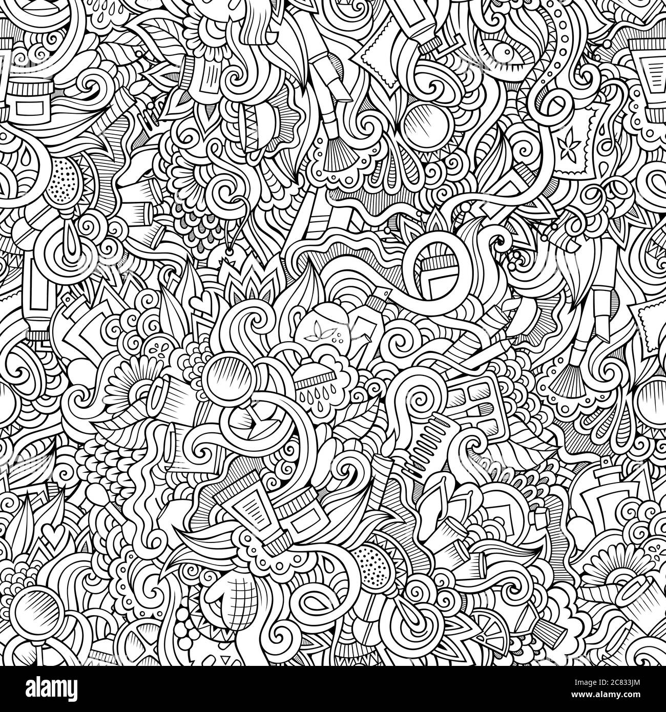 Beauty accessories pattern Black and White Stock Photos & Images - Alamy