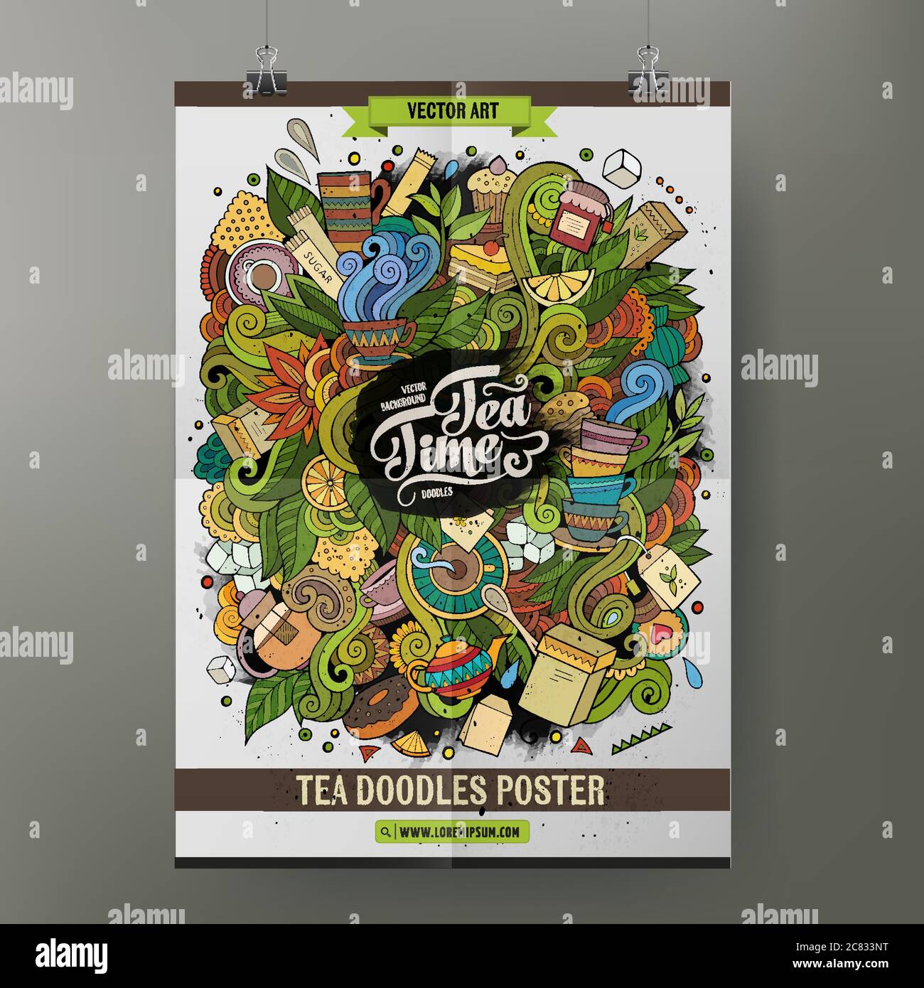 Cartoon hand drawn doodles Tea poster Stock Vector Image & Art - Alamy