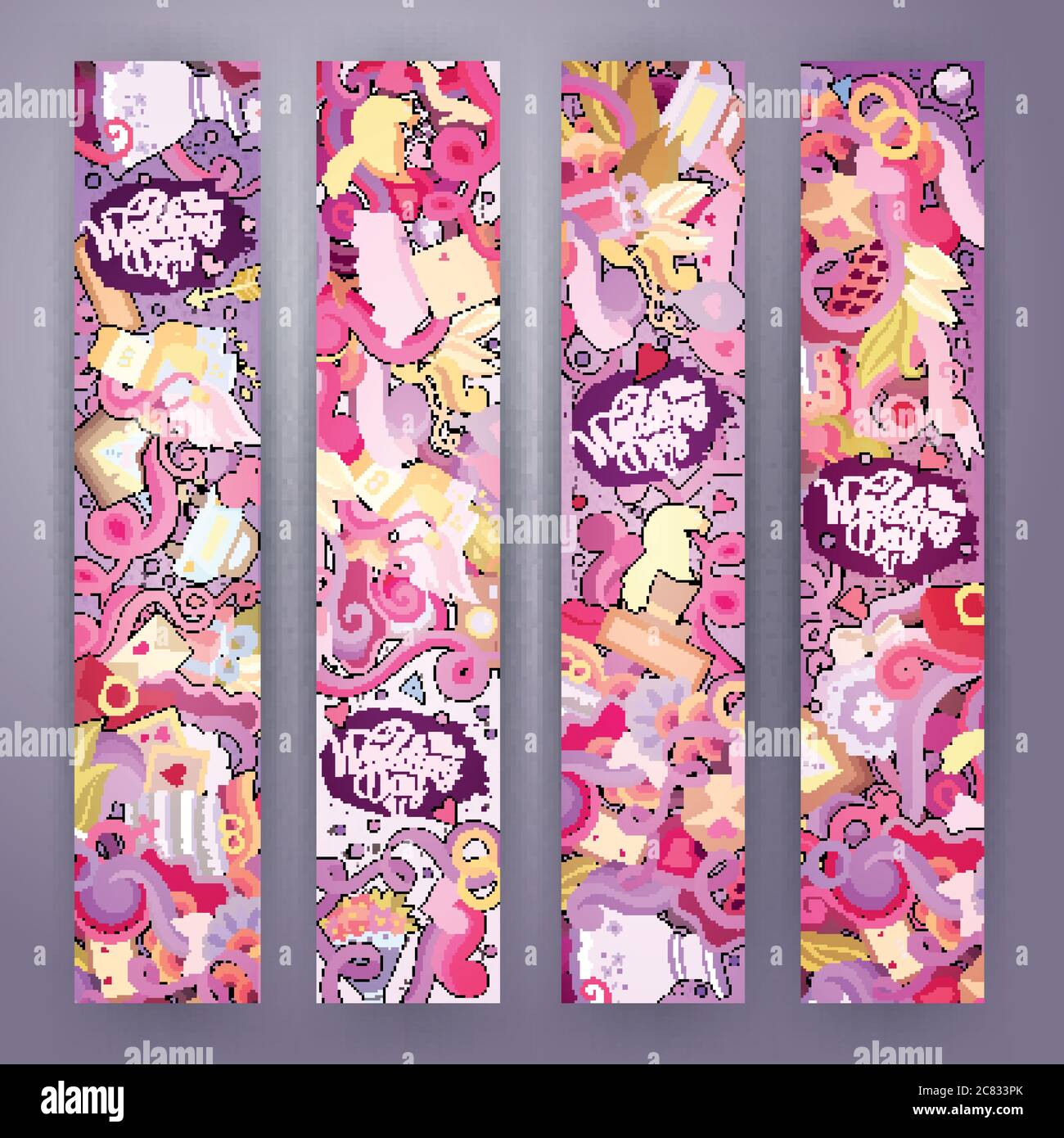 Cartoon cute vector doodles wedding banners Stock Vector Image & Art ...