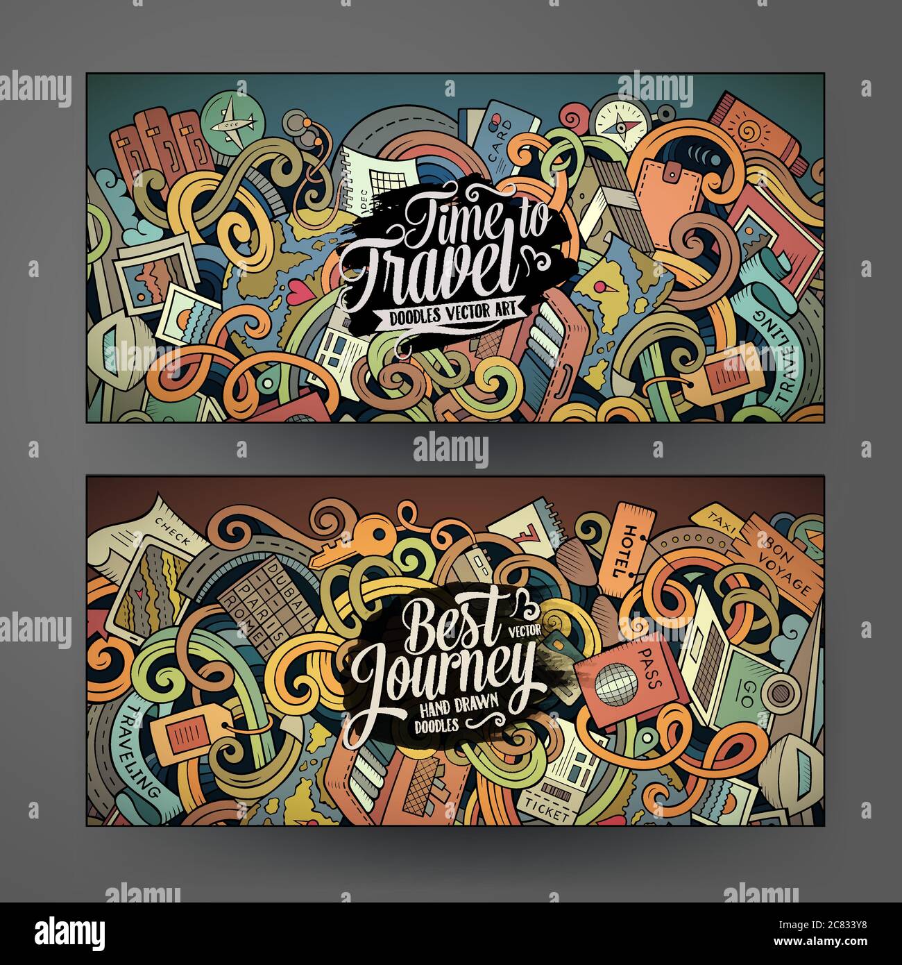 Cartoon cute doodles travel banners Stock Vector Image & Art - Alamy