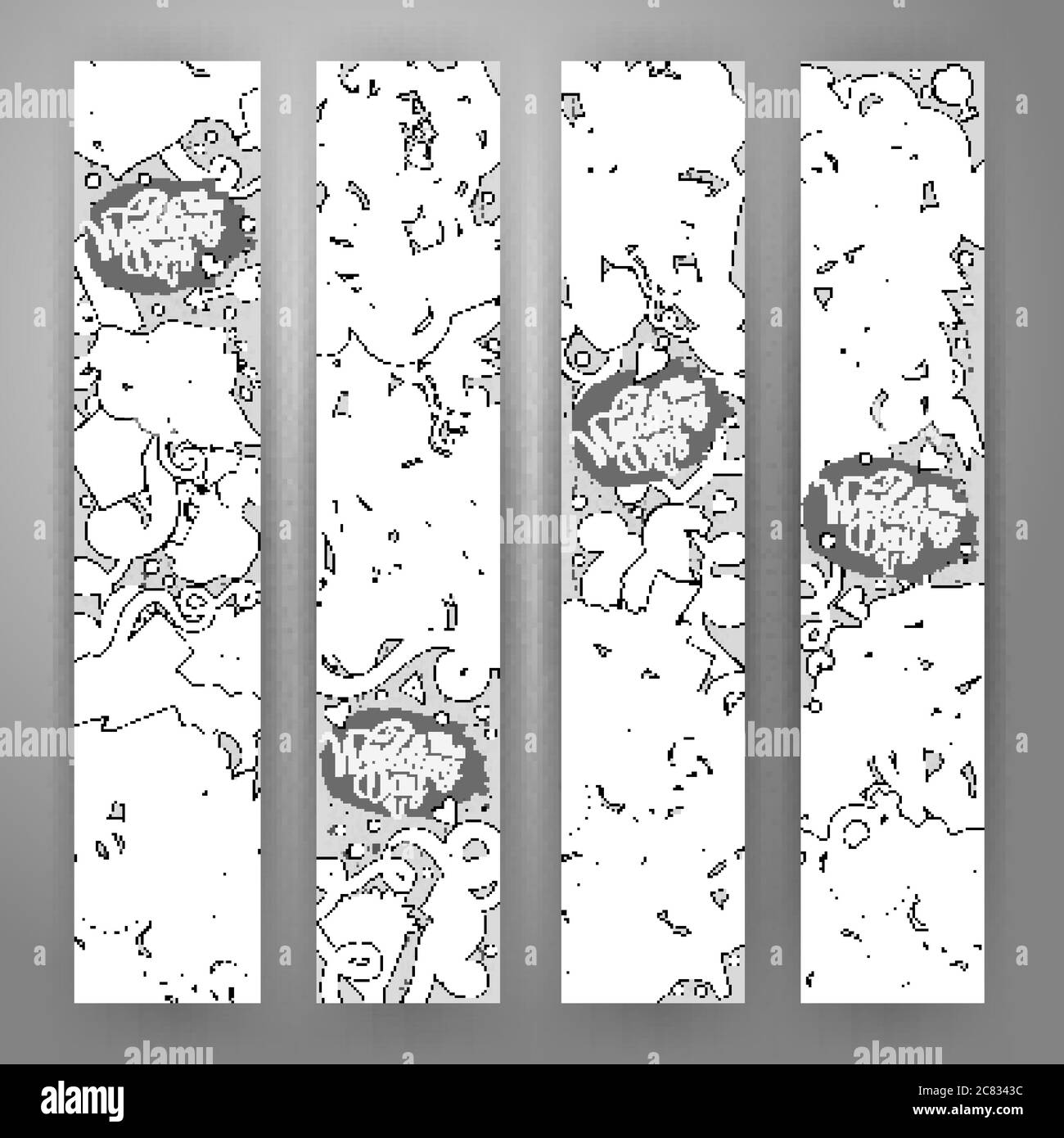 Cartoon cute vector doodles wedding banners Stock Vector Image & Art ...