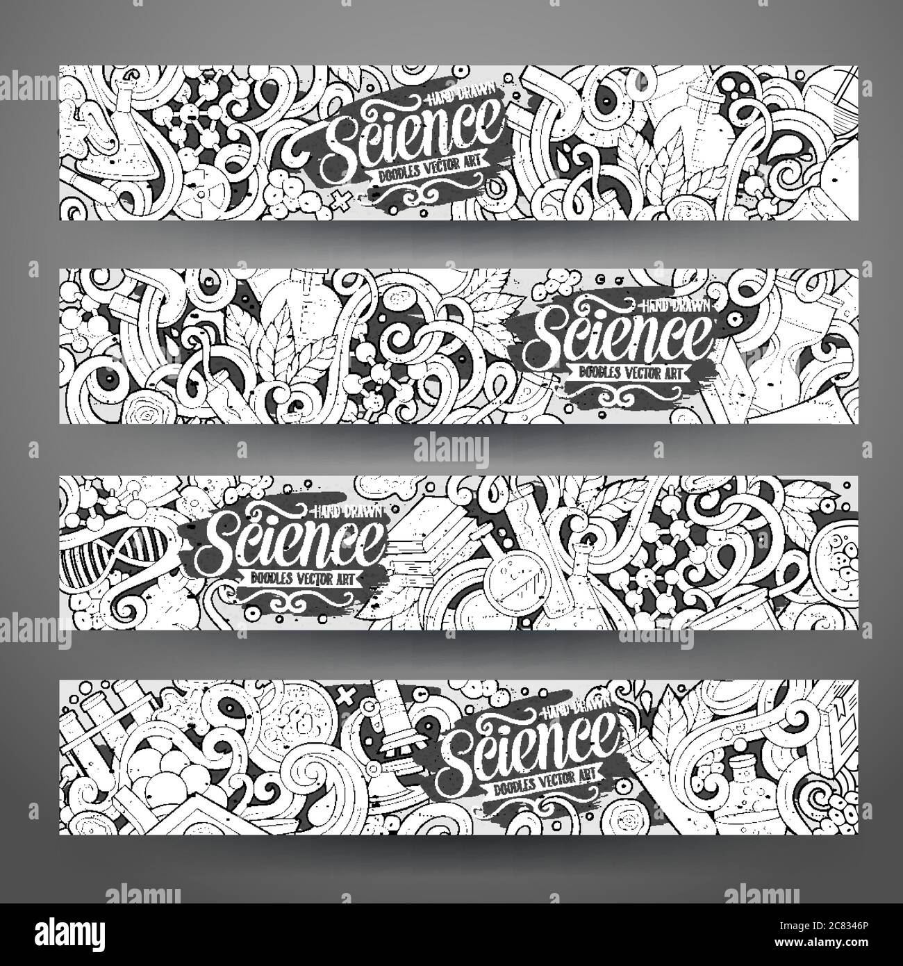 Cartoon vector doodles science banners Stock Vector Image & Art - Alamy