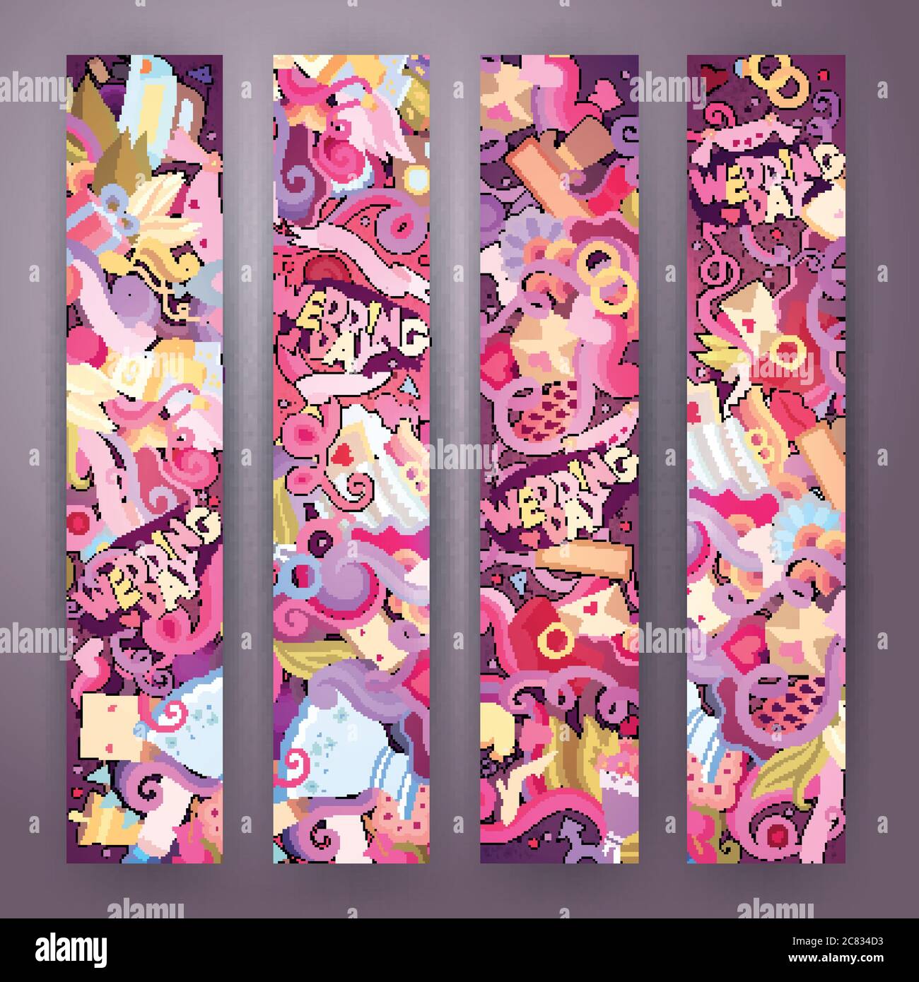 Cartoon cute vector doodles wedding banners Stock Vector Image & Art ...