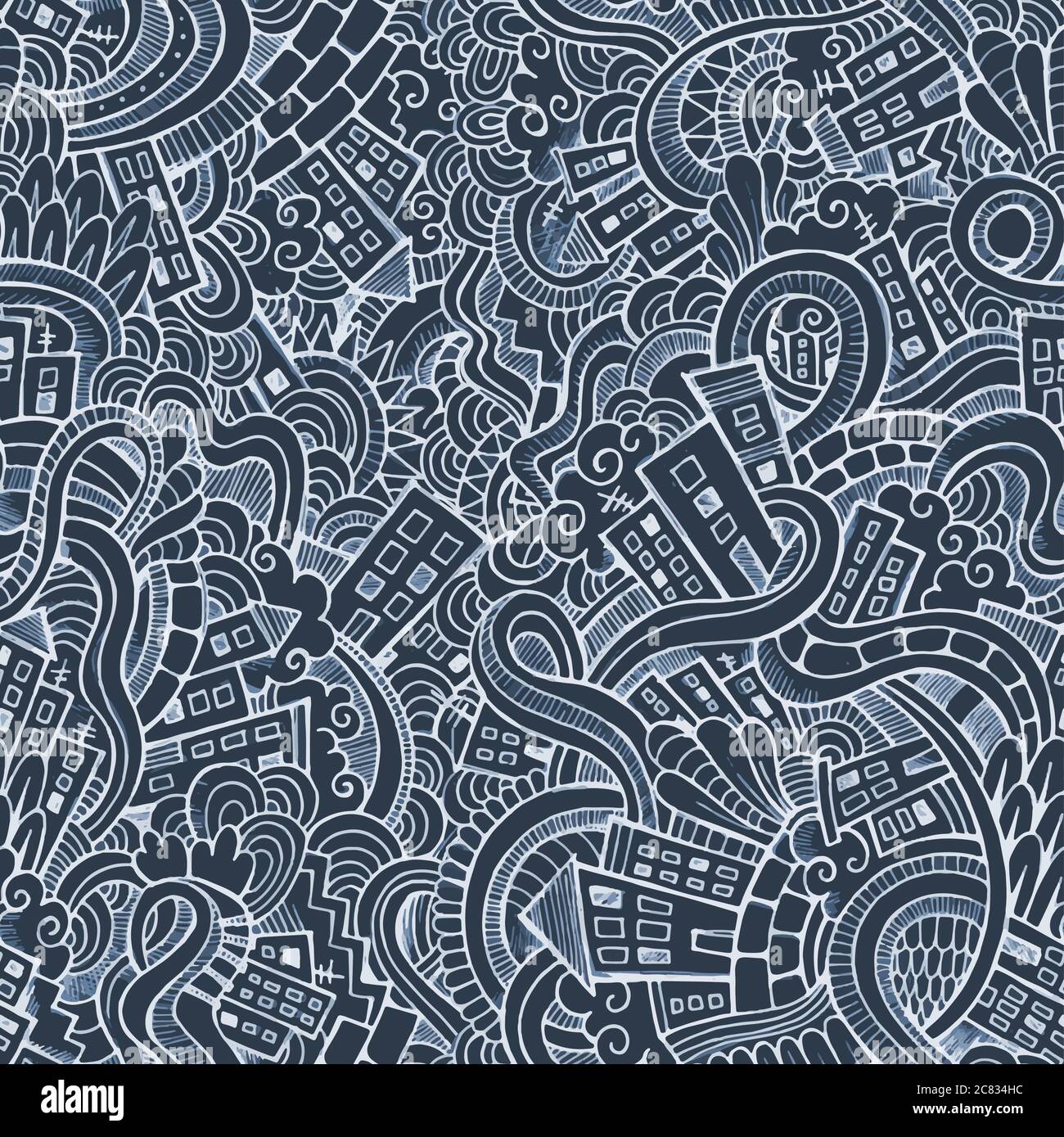 Cartoon vector doodles hand drawn town Stock Vector Image & Art - Alamy