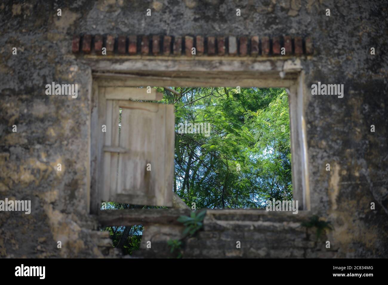 Beautiful scene from the old stone building's window Stock Photo - Alamy