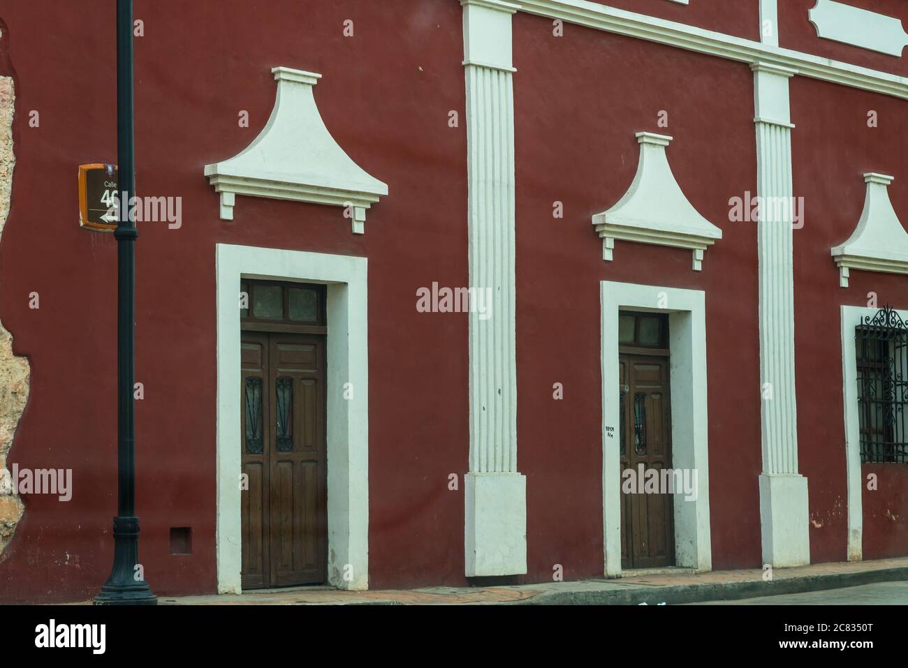Painted Spanish colonial buildings in Valladolid, Yucatan, Mexico Stock ...