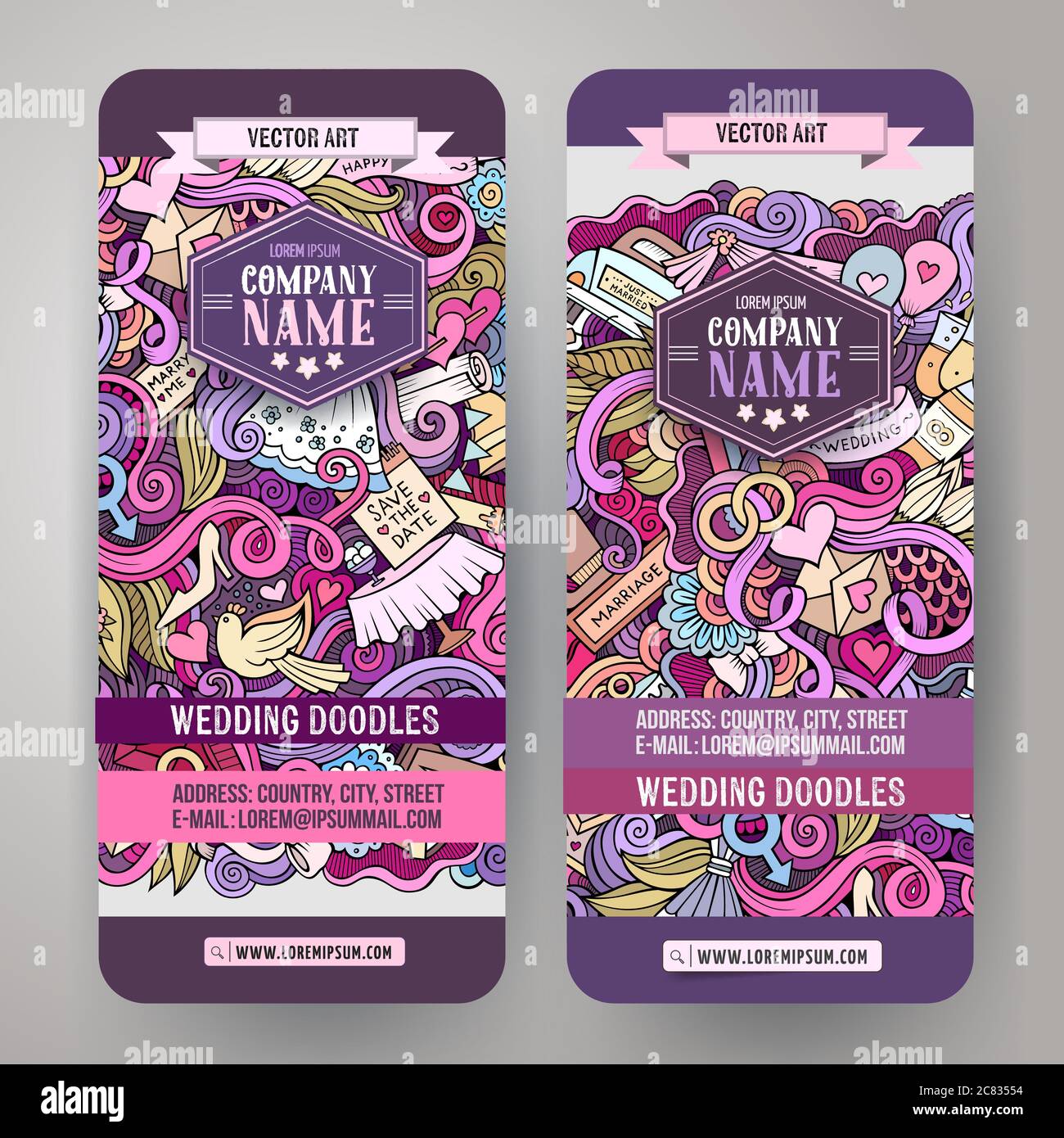 Cartoon cute vector doodles wedding banners Stock Vector Image & Art ...