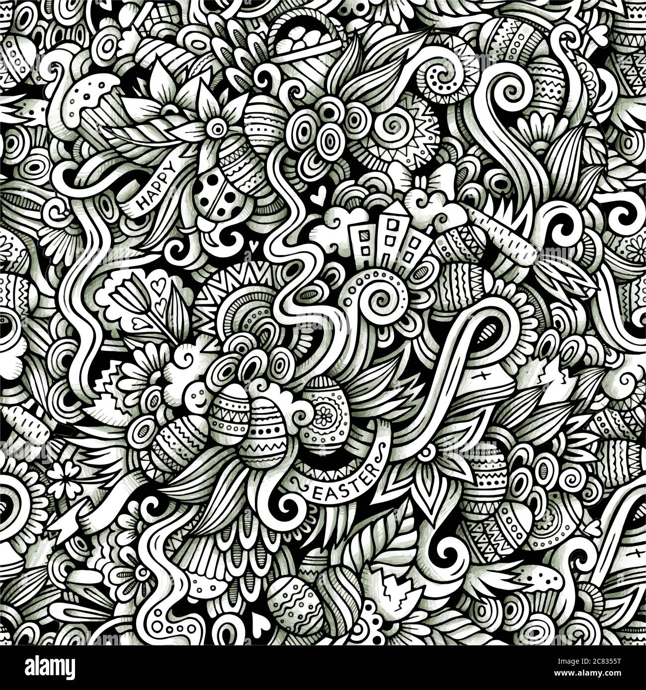Easter doodles vector seamless pattern Stock Vector Image & Art - Alamy
