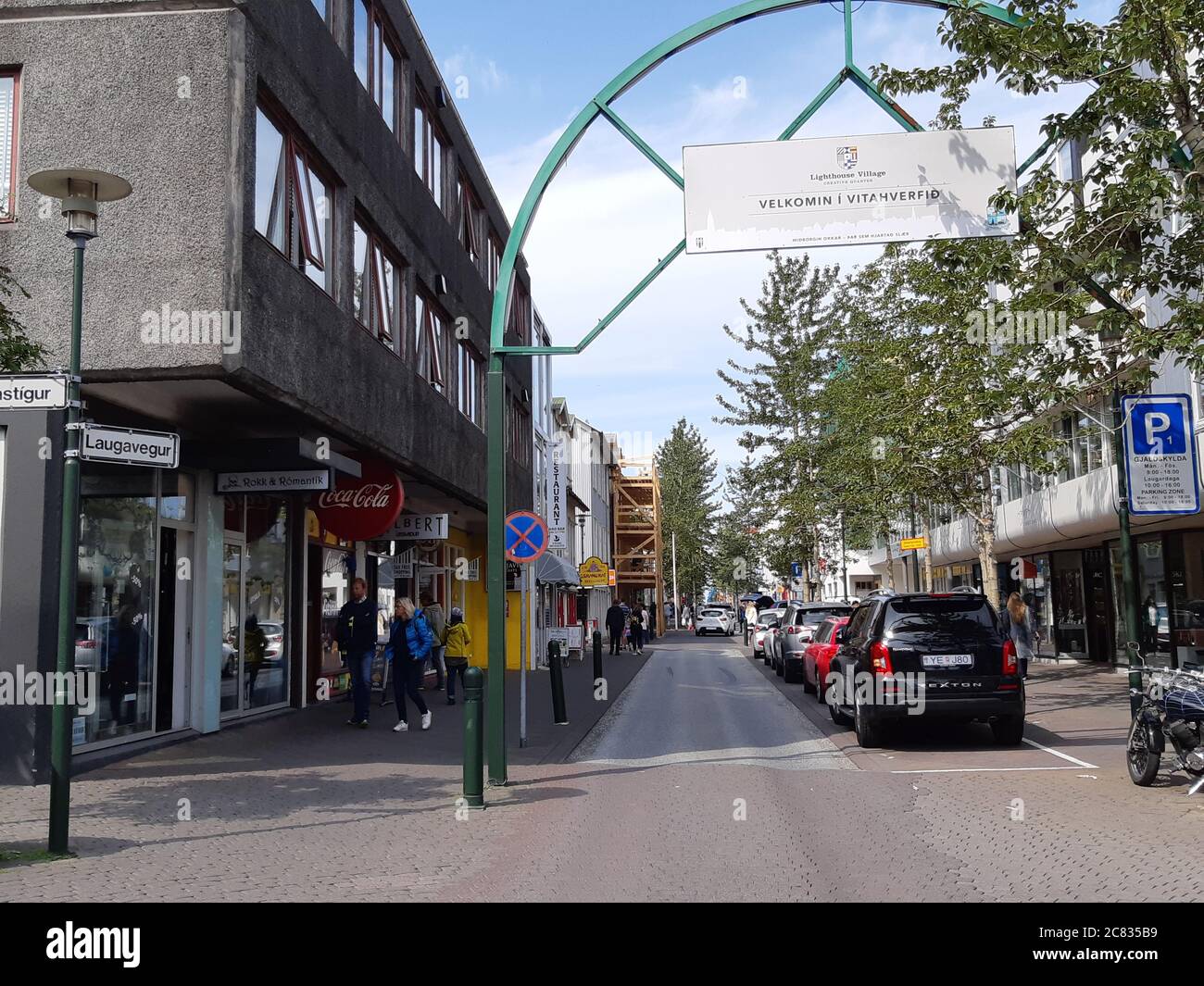REYKJAVIK, ICELAND - Jul 08, 2019: view on Laugavegur shopping street ...