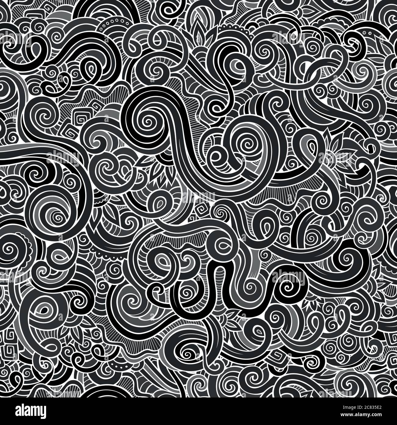 Decorative hand drawn doodle nature ornamental curl pattern Stock ...