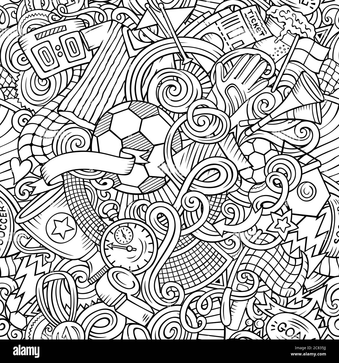 Cartoon doodles Football seamless pattern Stock Vector Image & Art - Alamy