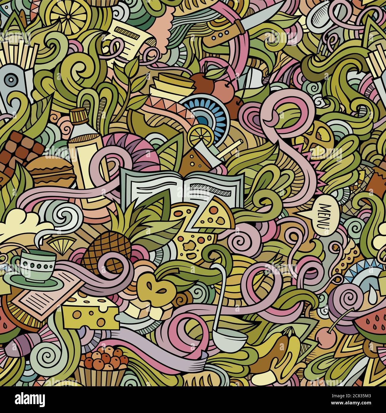 Cartoon Vector Doodles Food Seamless Pattern Stock Vector Image And Art