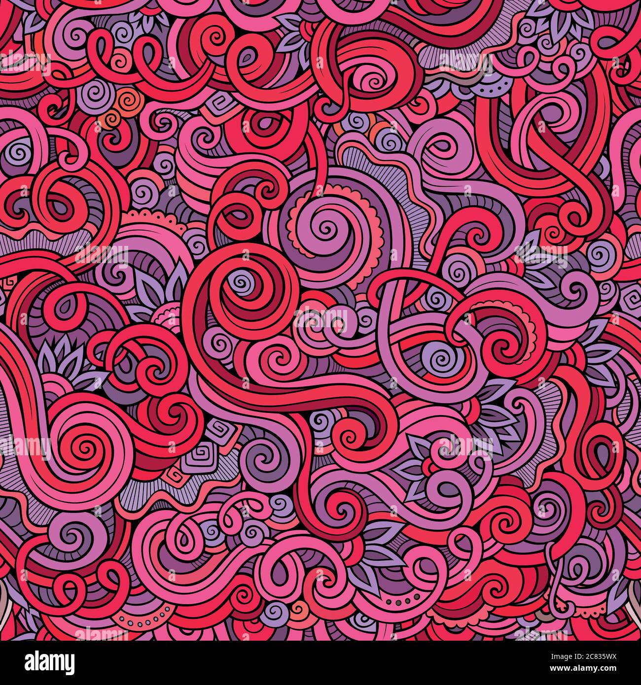 Decorative hand drawn doodle nature ornamental curl seamless pattern ...