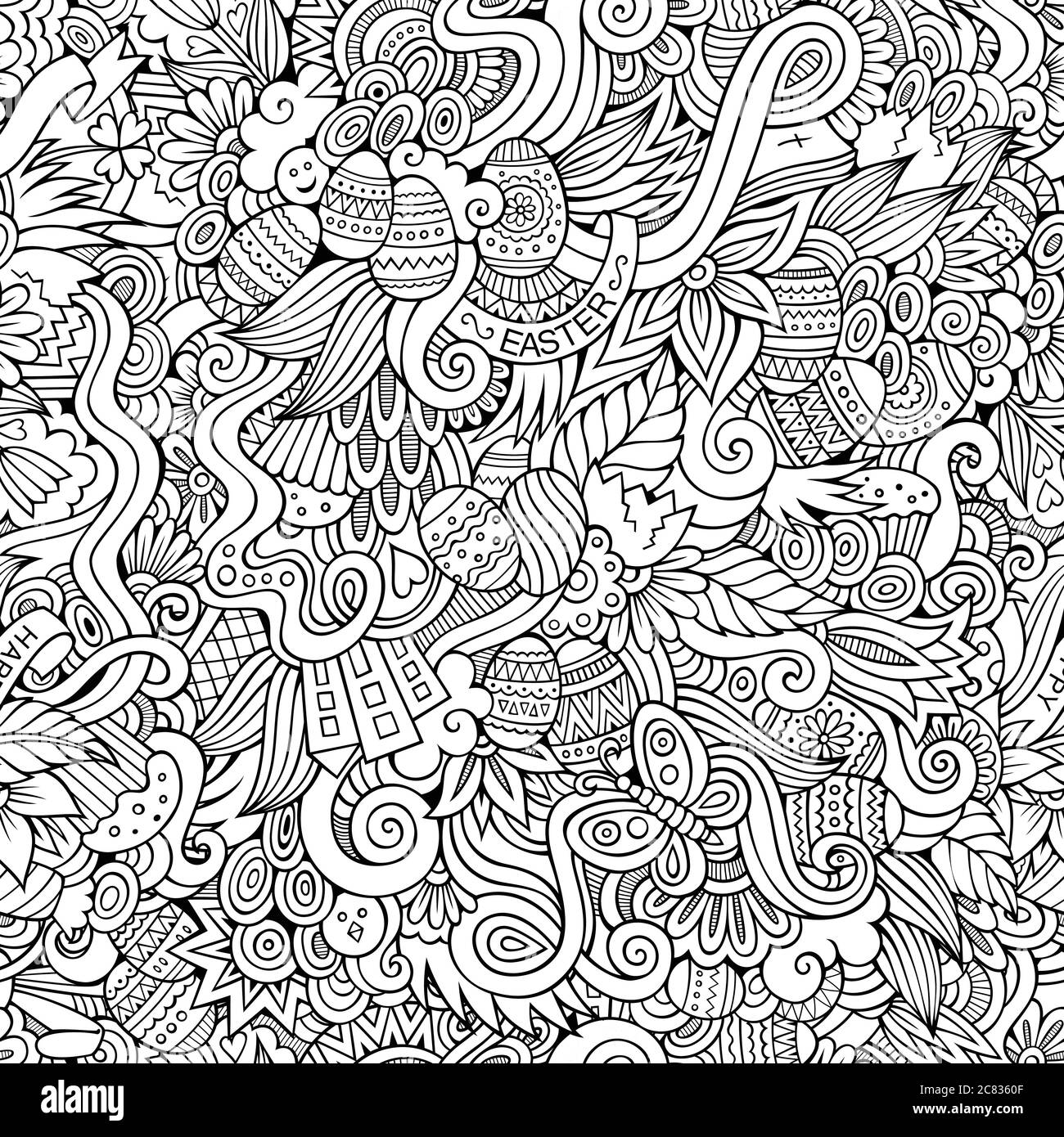 Easter doodles vector seamless pattern Stock Vector Image & Art - Alamy