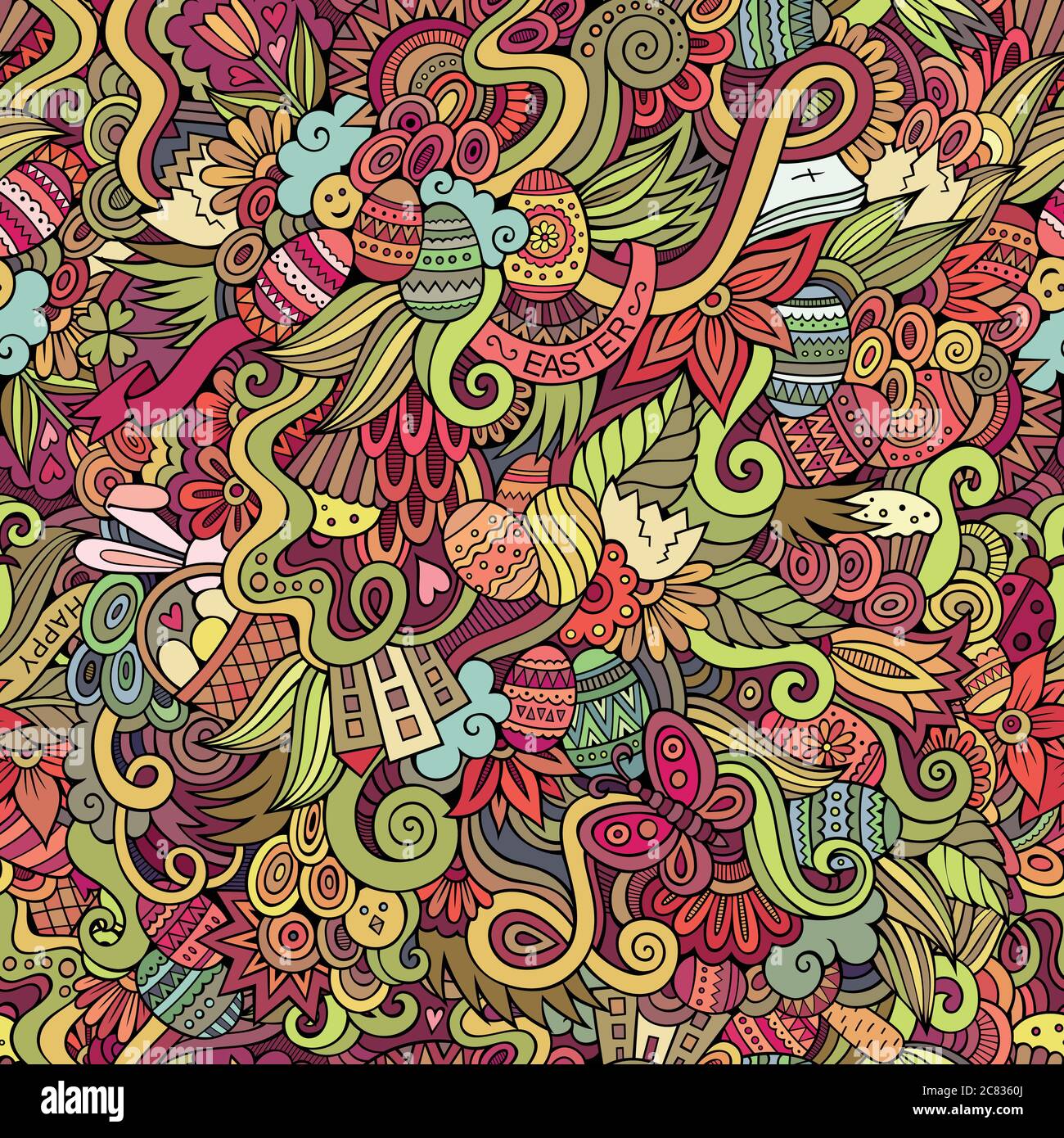 Easter doodles vector seamless pattern Stock Vector Image & Art - Alamy