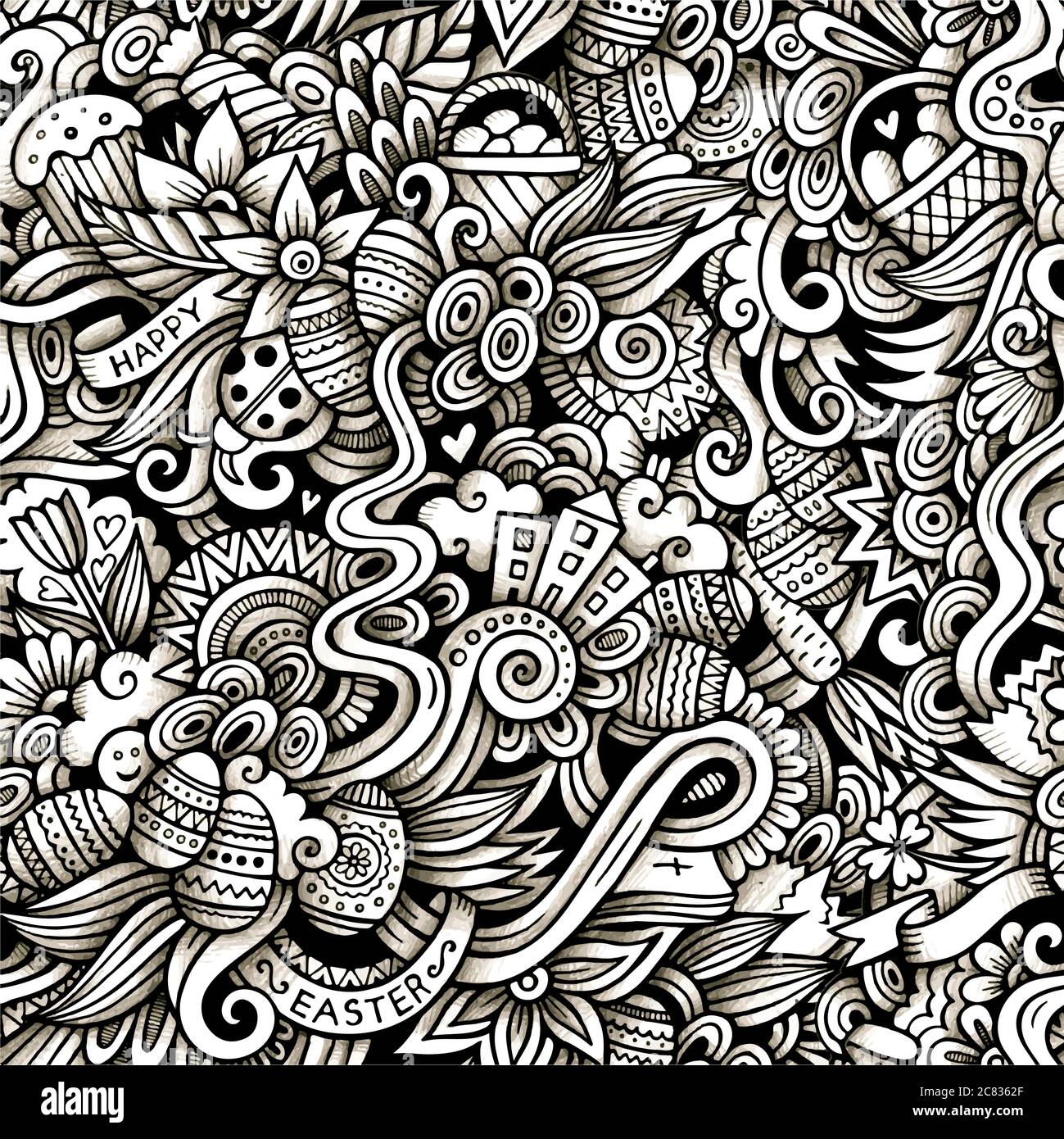 Easter doodles vector seamless pattern Stock Vector Image & Art - Alamy